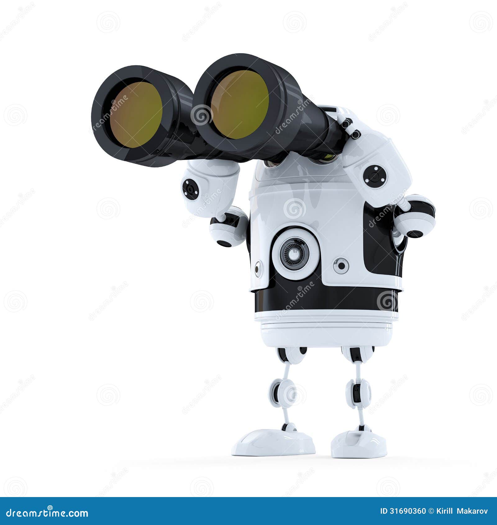 Robot Looking through Binoculars Stock Illustration - Illustration of ...