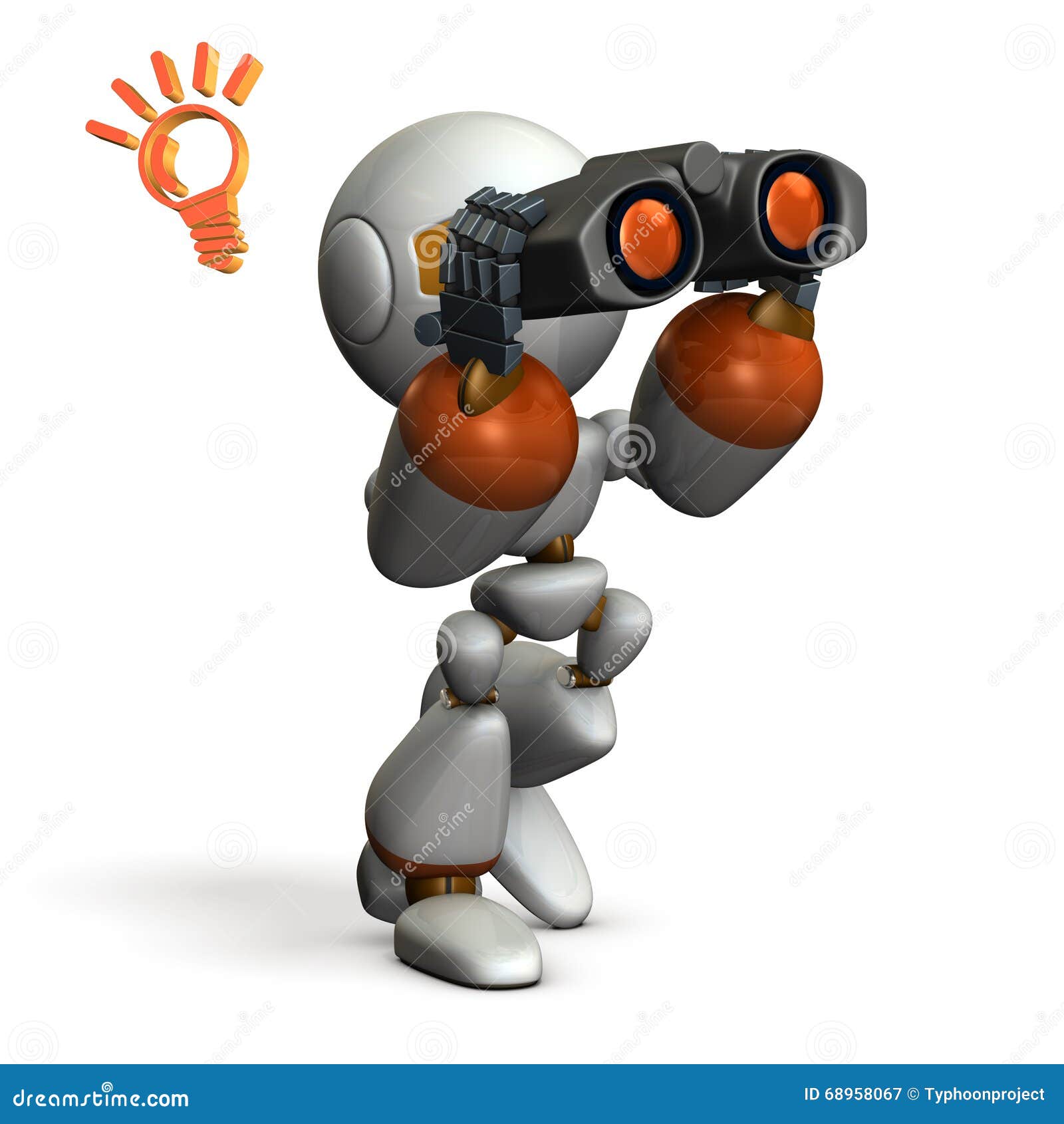 Robot, Looking for Something with Binoculars. Stock Illustration ...