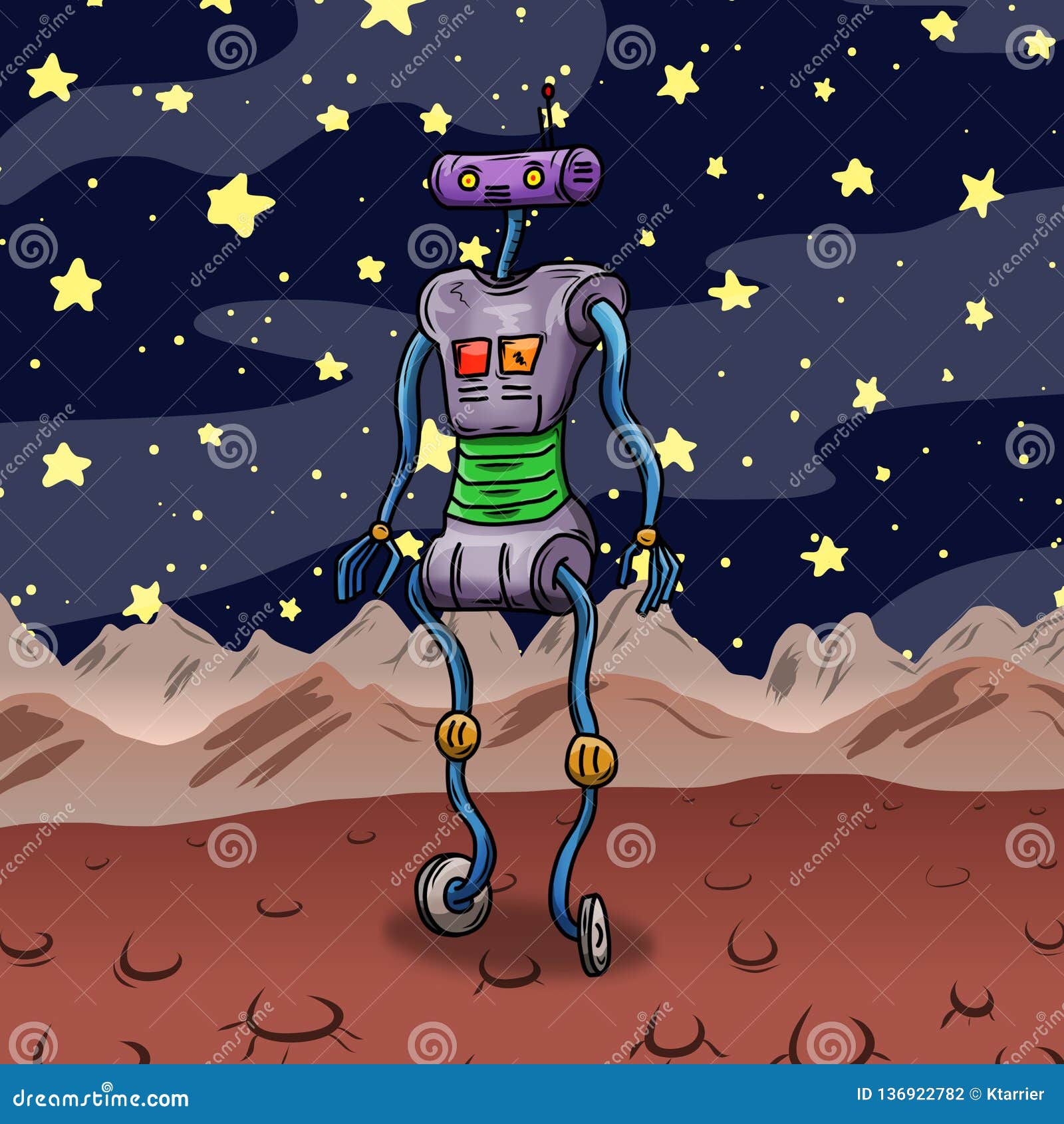 Robot Looking Space Alien Illustration. Stock Illustration ...