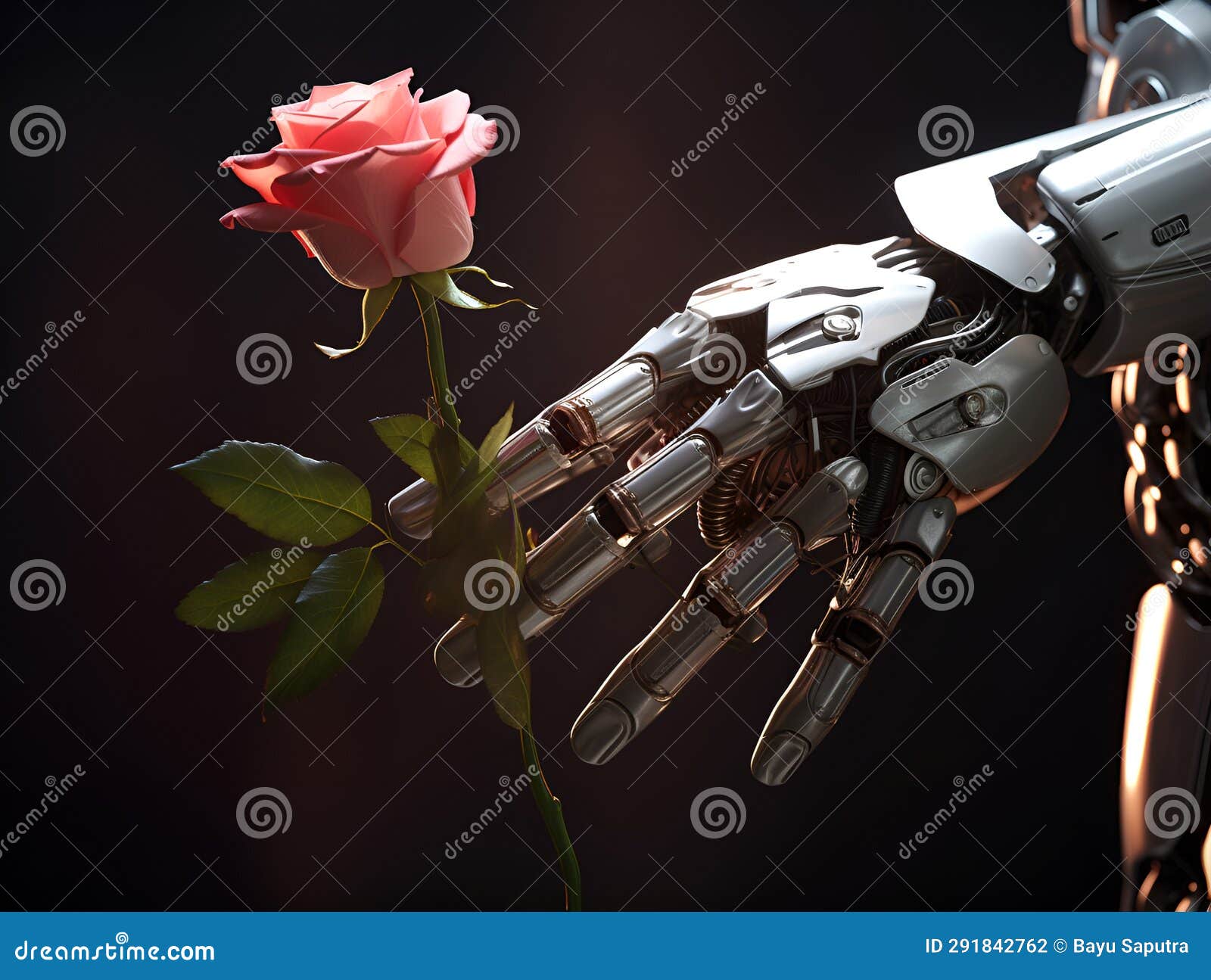 Robot in Love Holding a Rose, Ai Generative Stock Illustration ...