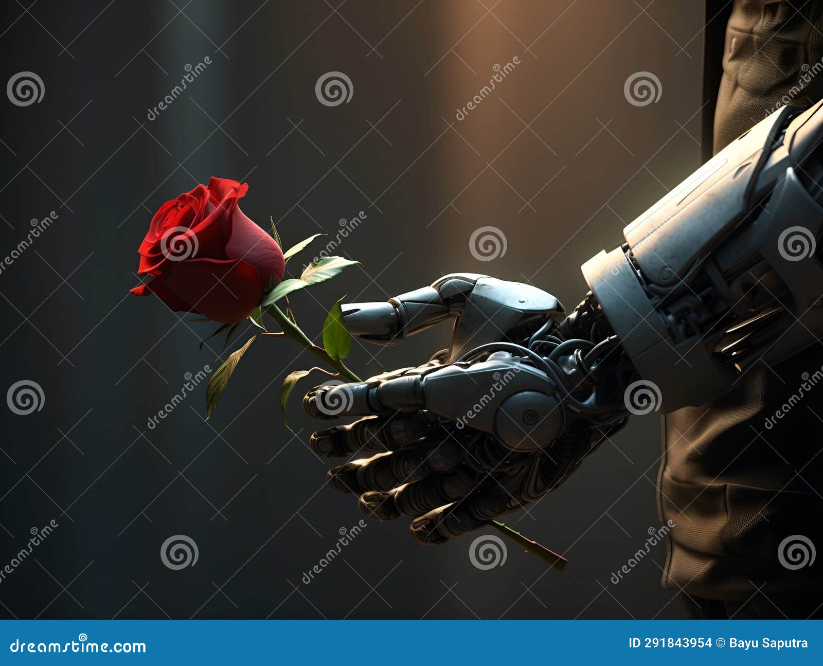 Robot in Love Holding a Rose, Ai Generative Stock Illustration ...