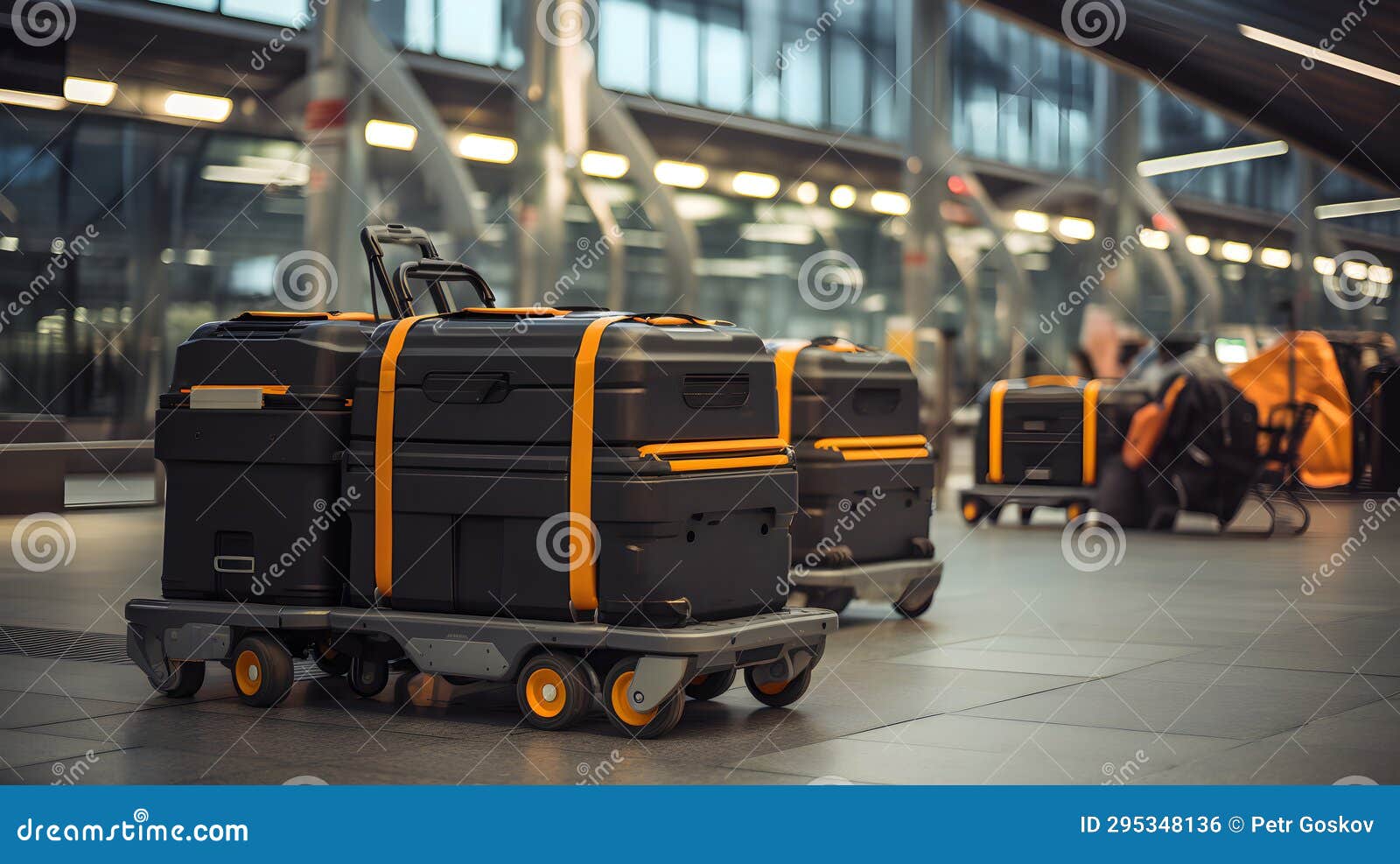 Robot luggage trolley stock photo. Image of luggage - 295348136