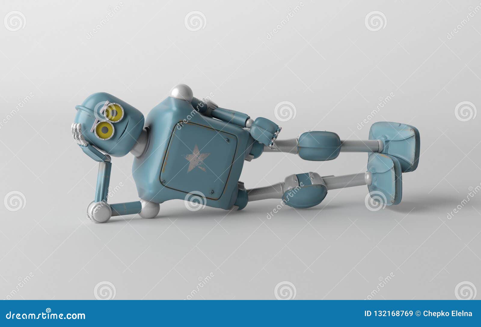 The Robot is Lying 3d, Render Stock Illustration - Illustration of mech ...