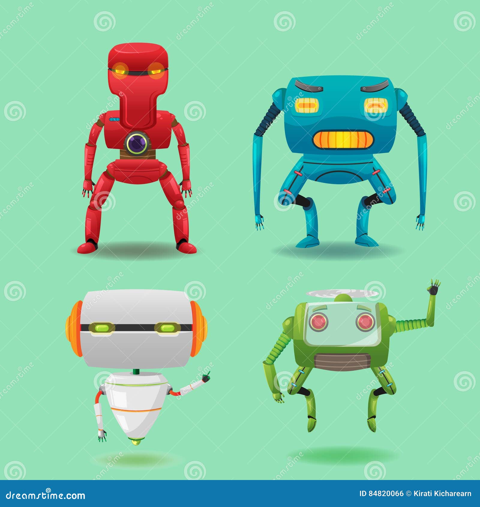 Robot Machine Character Collection Set Vector Stock Vector ...