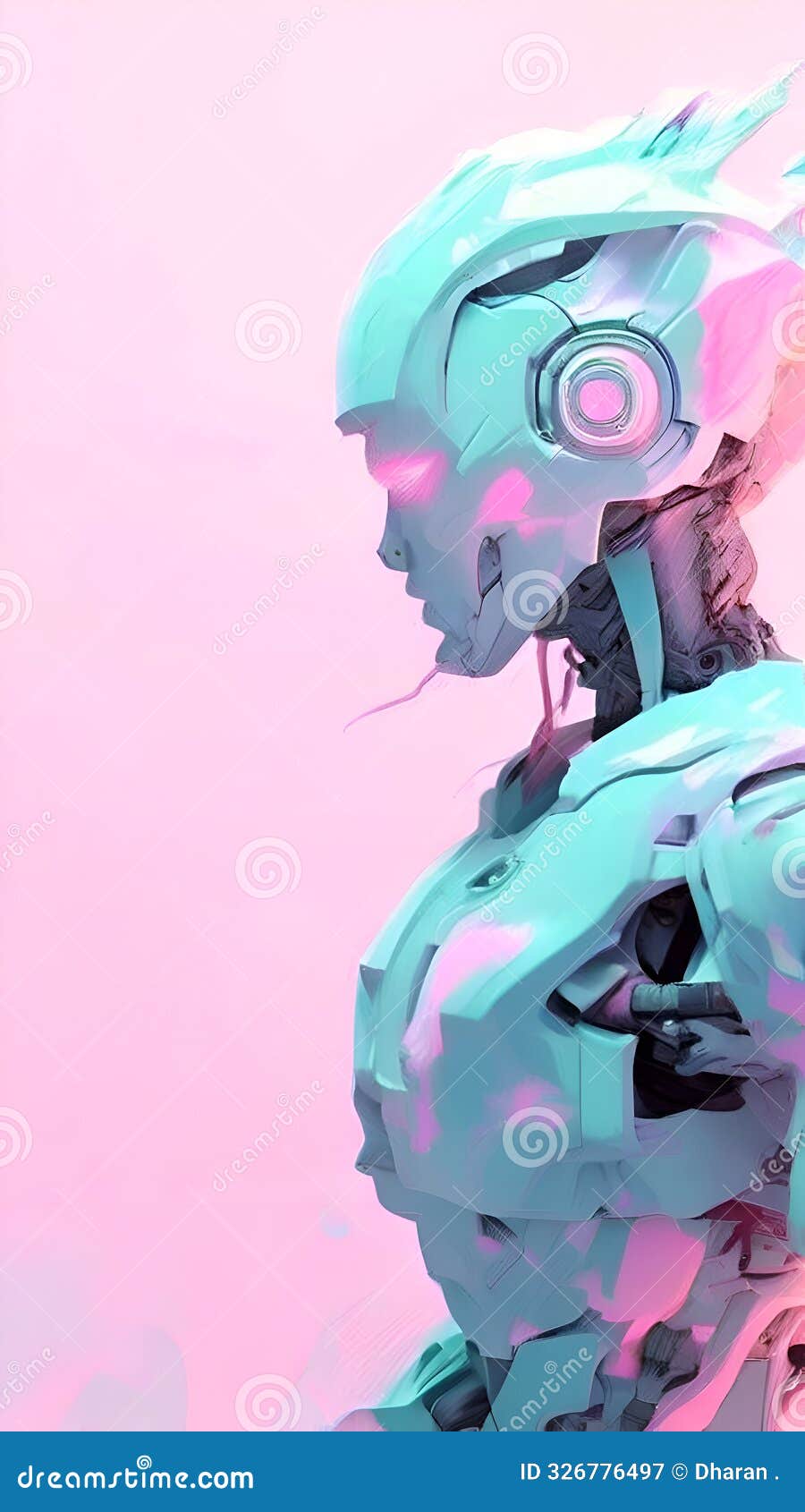 3d Rendering Humanoid Robot Looking at the Camera, Artificial Intelligence Concept Stock ...