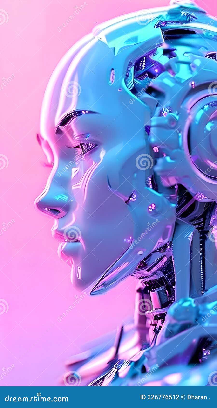 3d Rendering Humanoid Robot Looking at the Camera, Artificial Intelligence Concept Stock ...