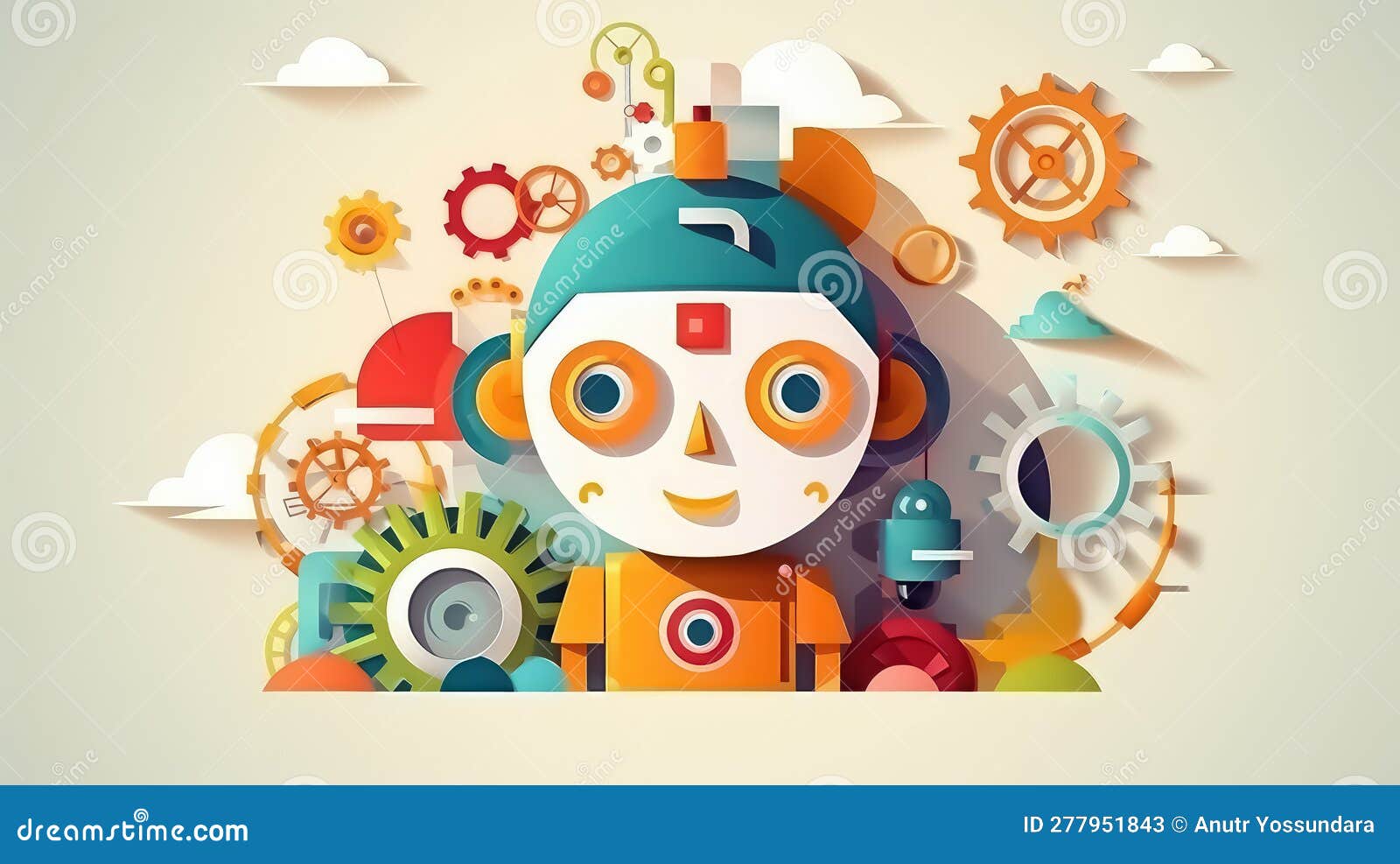 Robot and Machine Kid Fun Background for Educational Banner and Poster ...