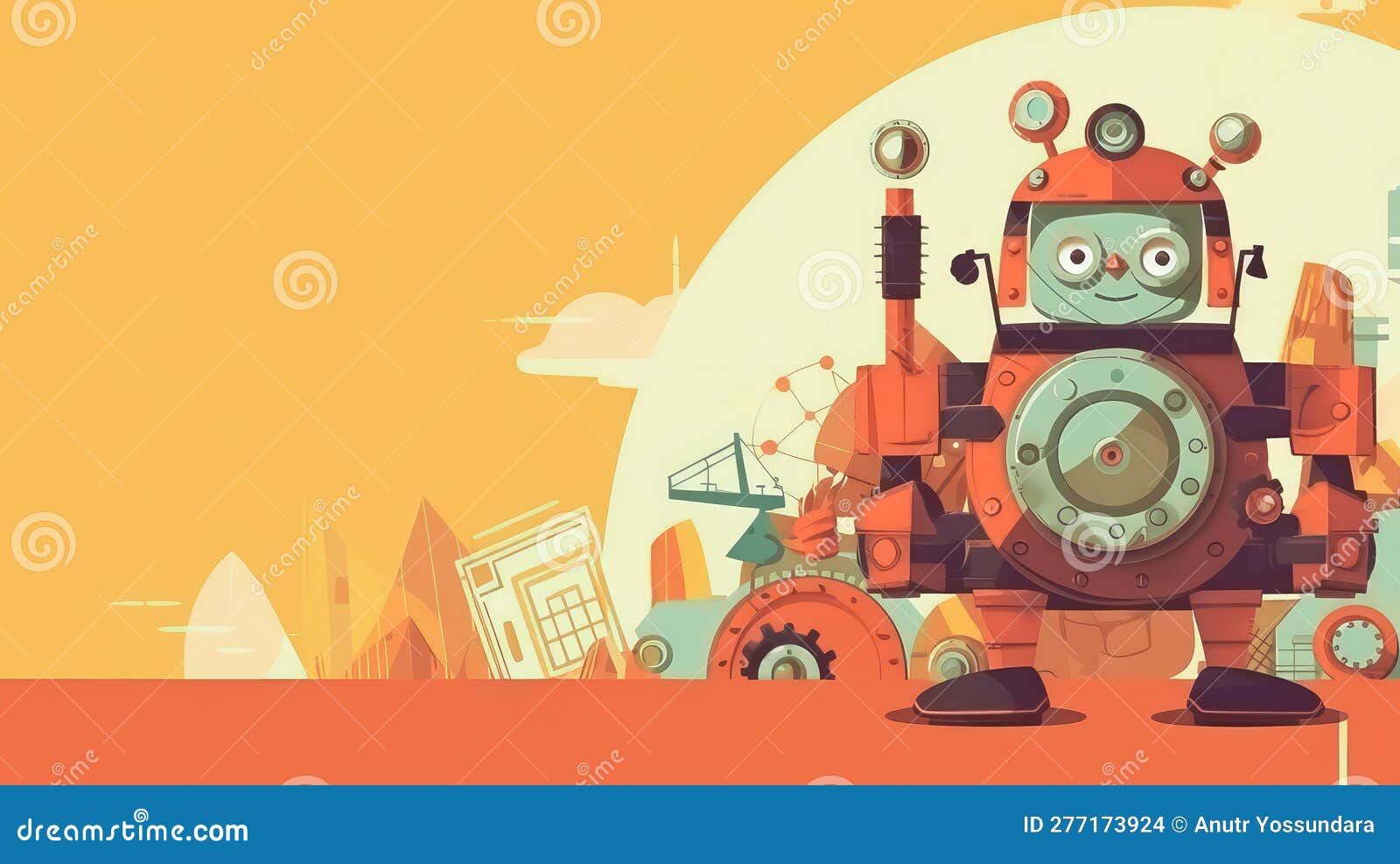 Robot and Machine Kid Fun Background for Educational Banner and Poster ...