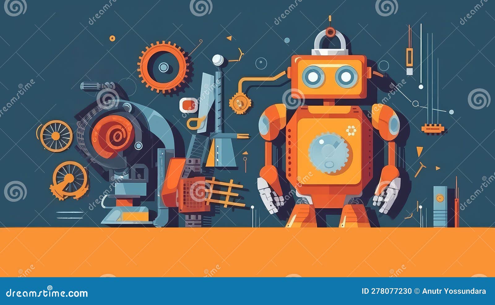 Robot and Machine Kid Fun Background for Educational Banner and Poster ...