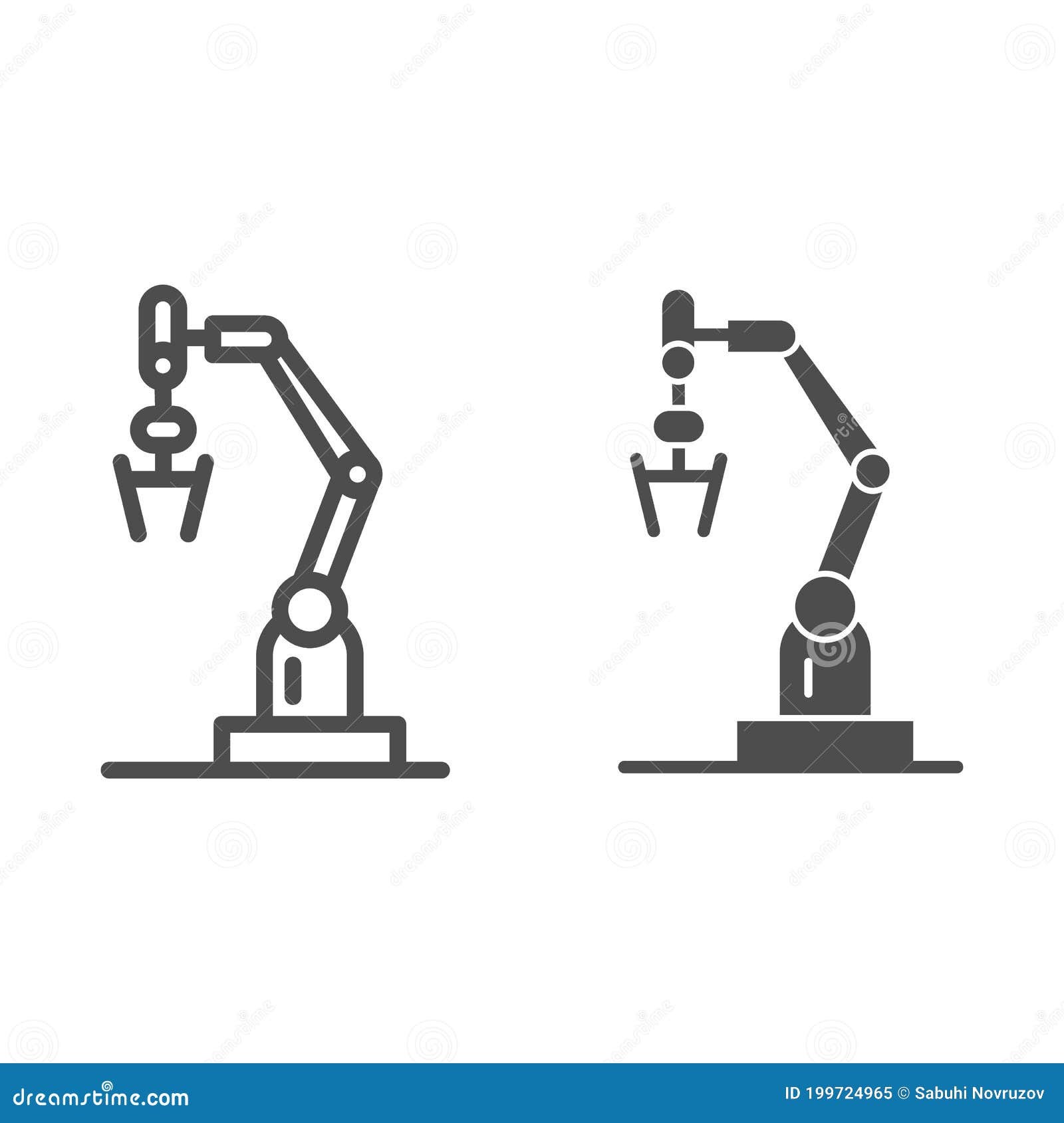 Robot Machine Line and Solid Icon, Robotization Concept, Robotic Hand ...