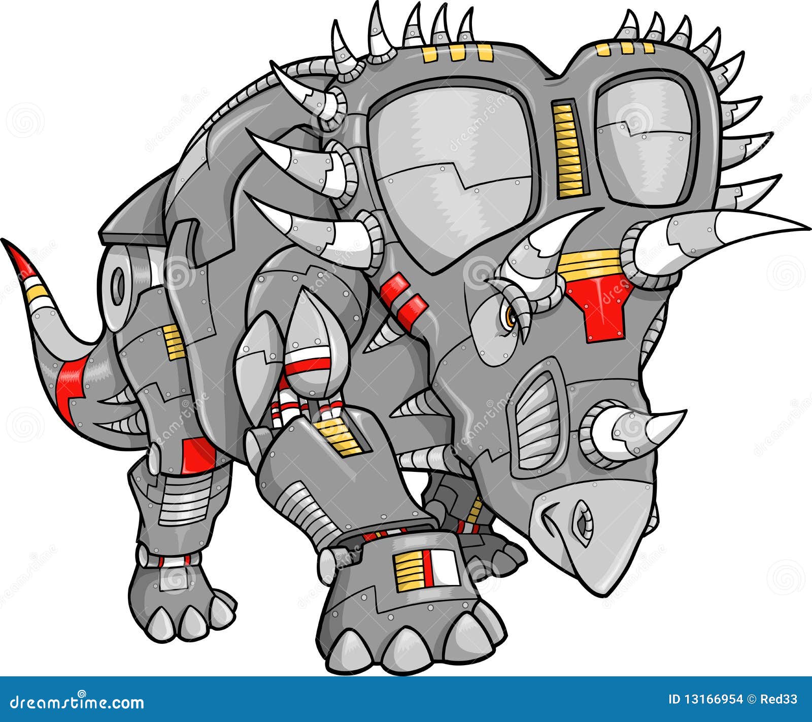 Robot Machine Triceratops Dinosaur Stock Vector - Illustration of bone ...
