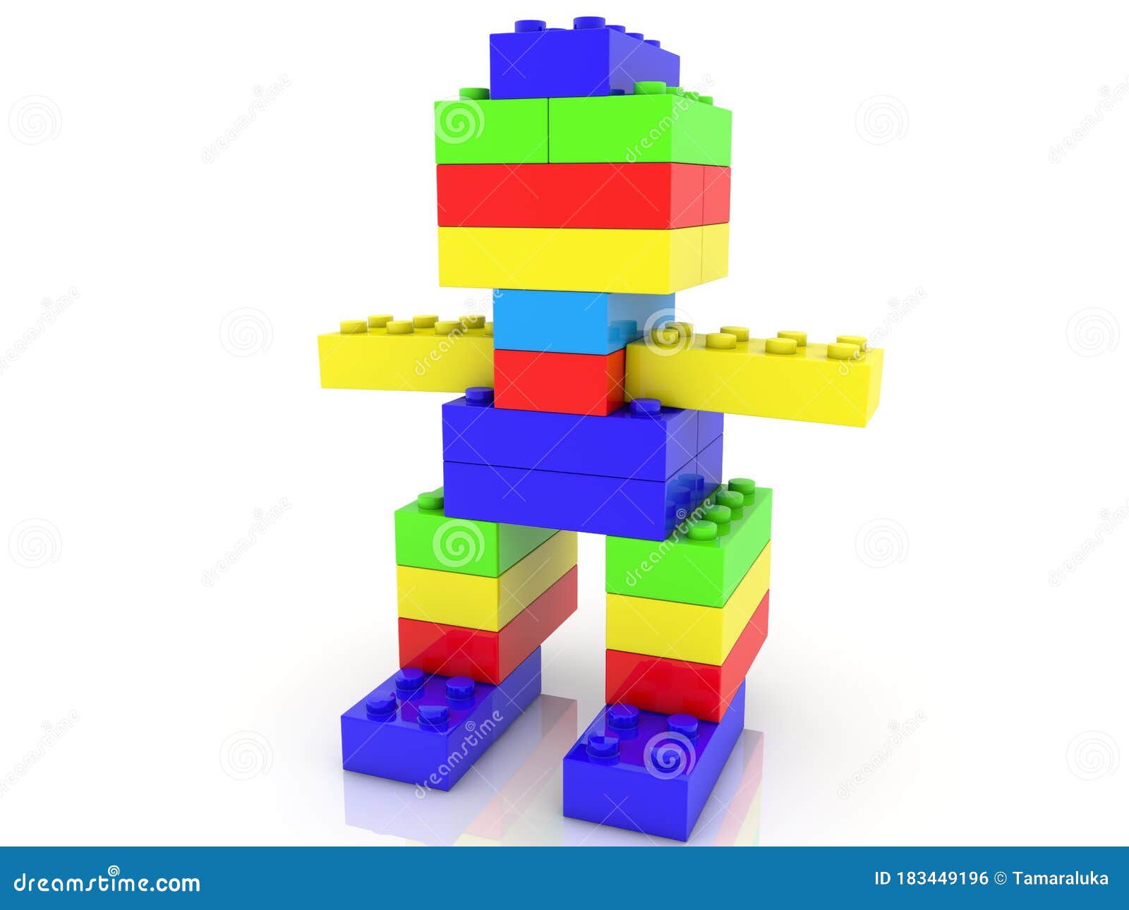 Robot Made Of Colored Toy Bricks Stock Illustration - Illustration of ...