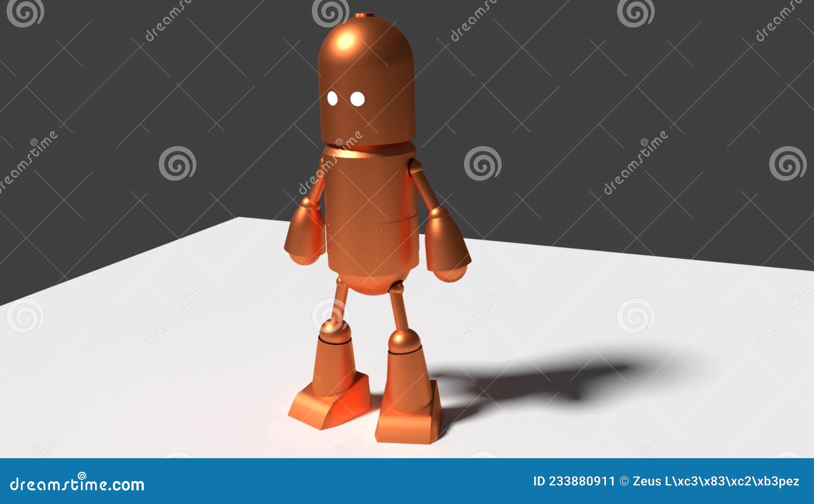 Robot Made of Copper Posing in Front of the Light Stock Illustration ...