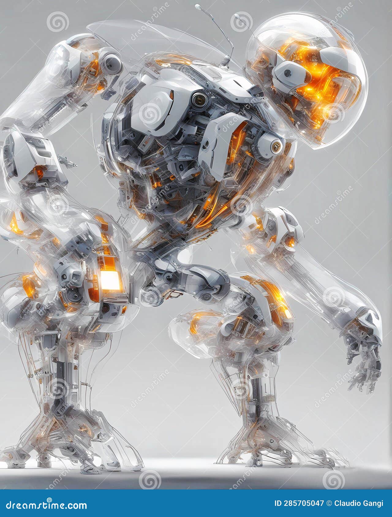 Robot Made of Transparent Plexiglass Stock Illustration - Illustration ...