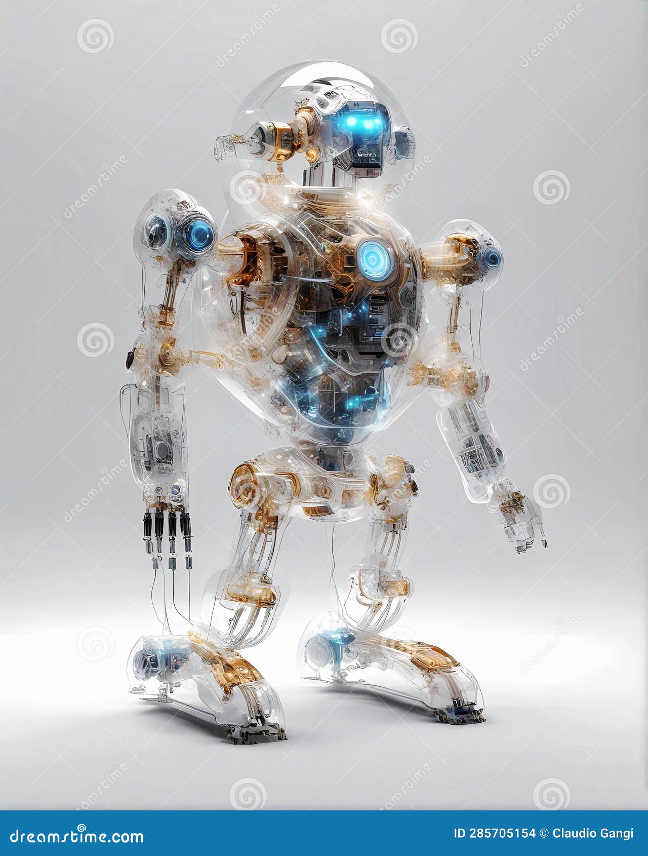 Robot Made of Transparent Plexiglass Stock Illustration - Illustration ...