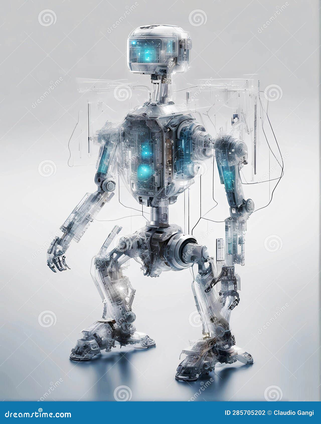 Robot Made of Transparent Plexiglass Stock Illustration - Illustration ...