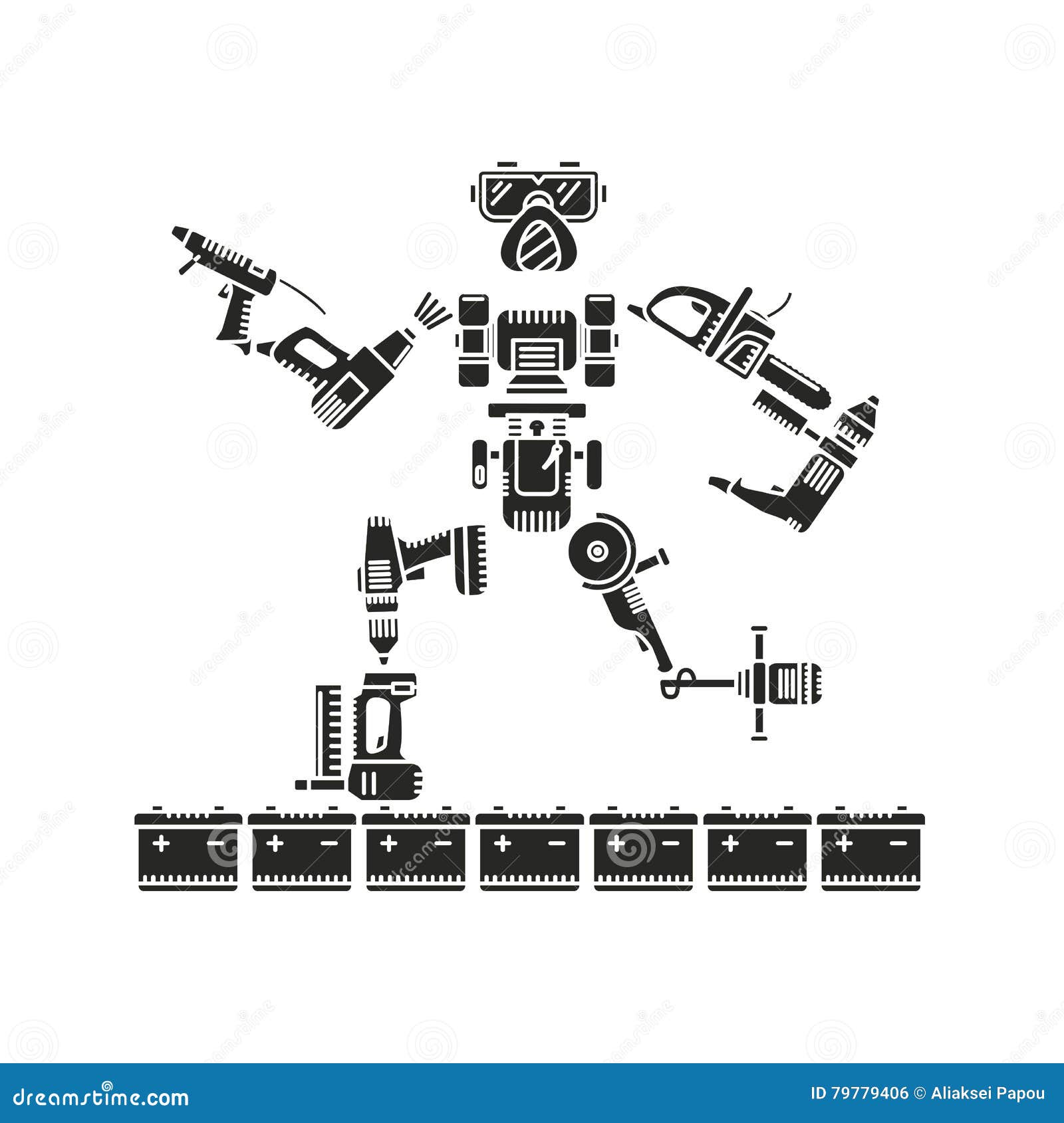 The Robot is Made Up of Various Electric Tools Stock Vector ...