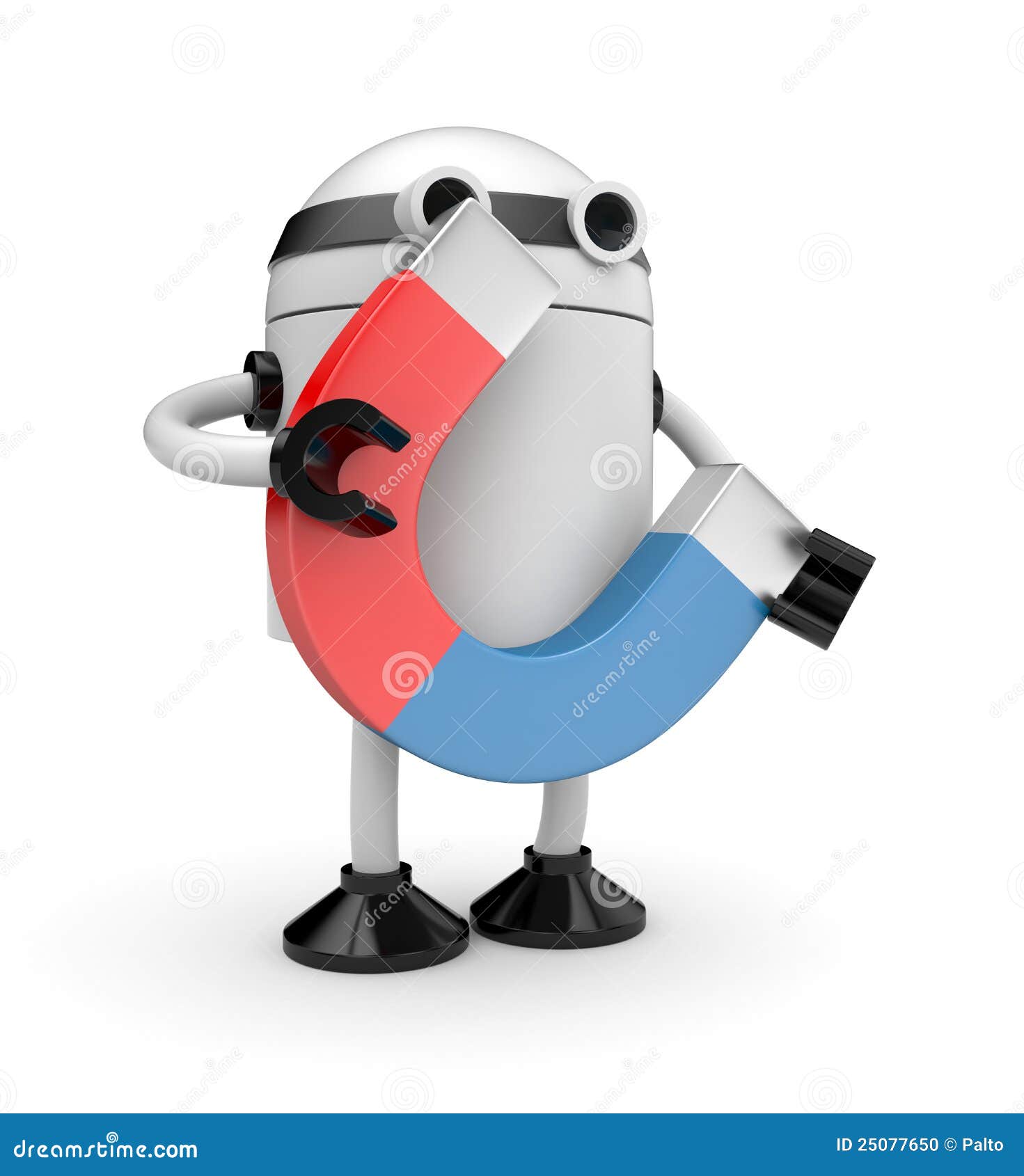 Robot with magnet stock illustration. Illustration of machine - 25077650