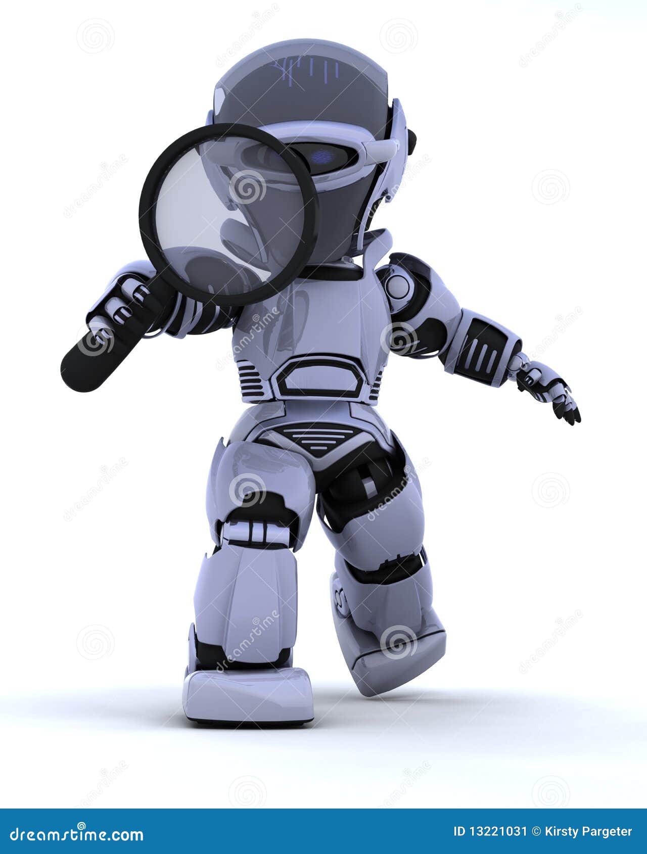Robot with Magnifying Glass Stock Illustration - Illustration of ...