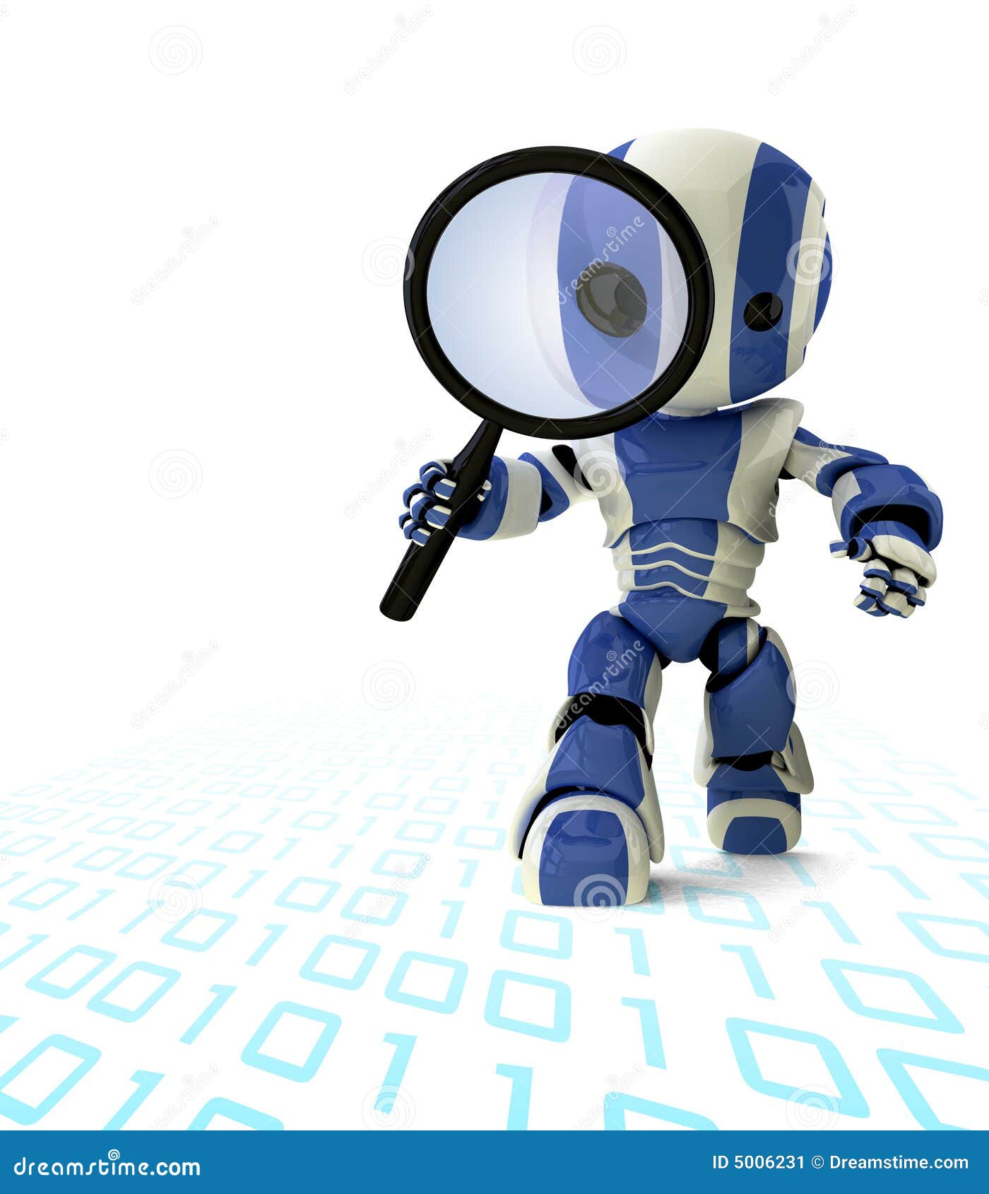 Robot with Magnifying Glass Stock Illustration - Illustration of ...
