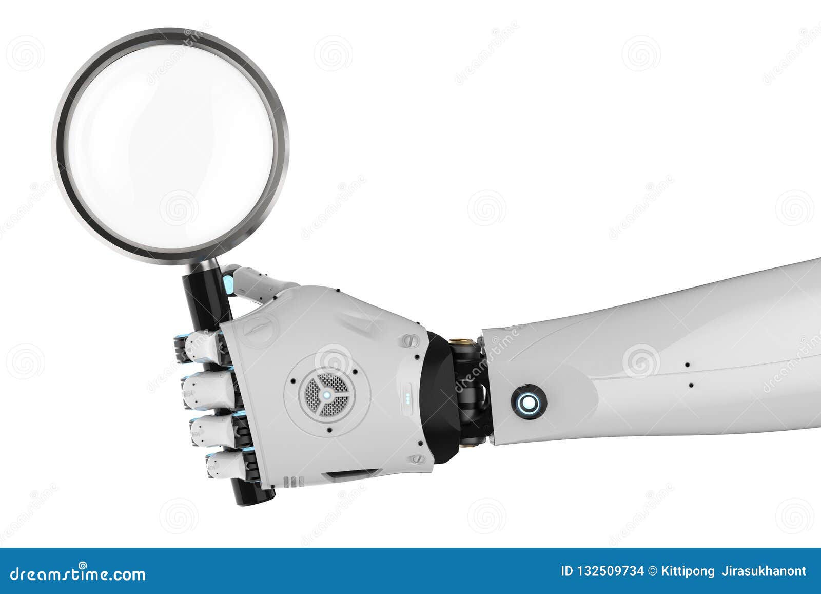 Robot with Magnifying Glass Stock Illustration - Illustration of ...