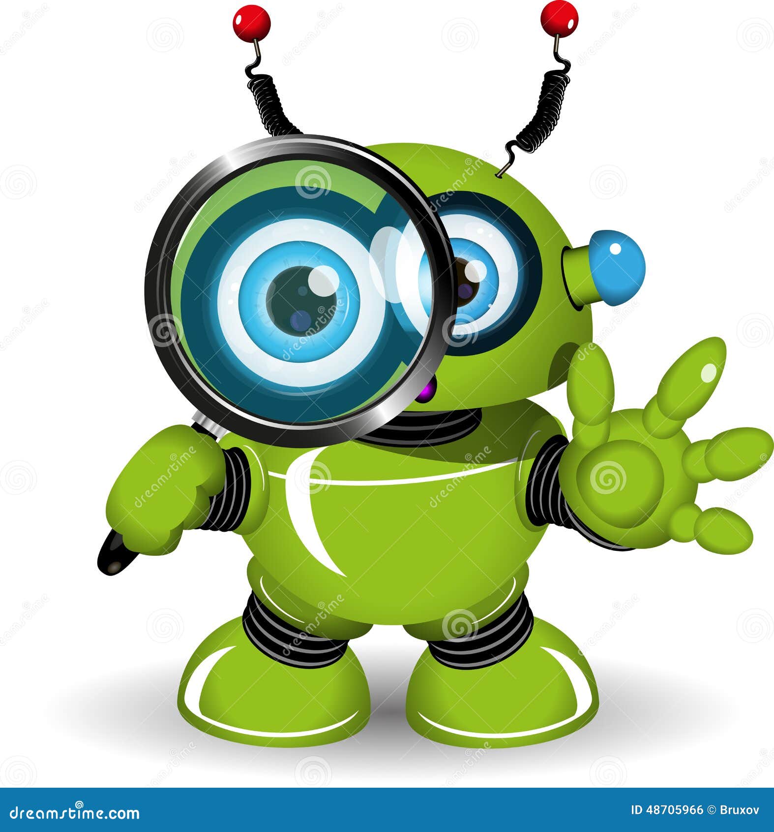 Robot with a Magnifying Glass Stock Vector - Illustration of science ...