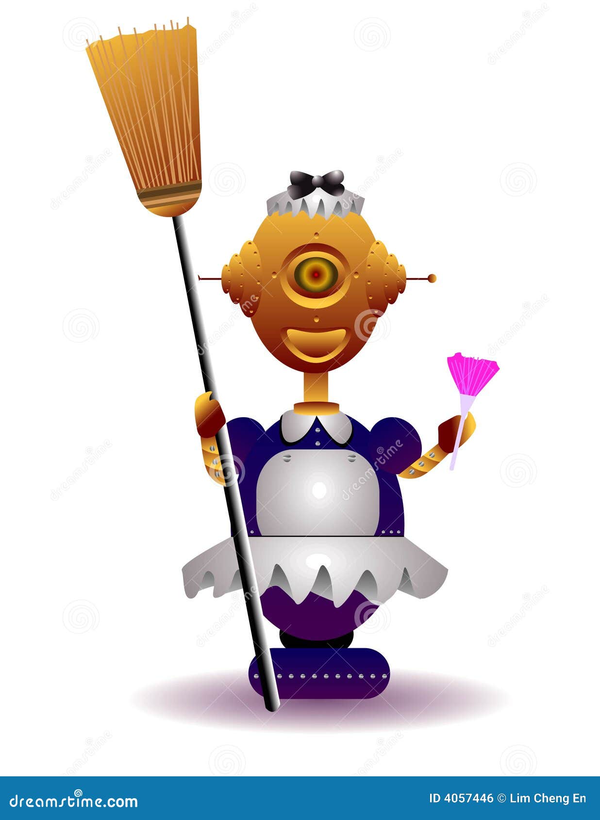 Robot maid stock vector. Illustration of happy, tool, skirt - 4057446