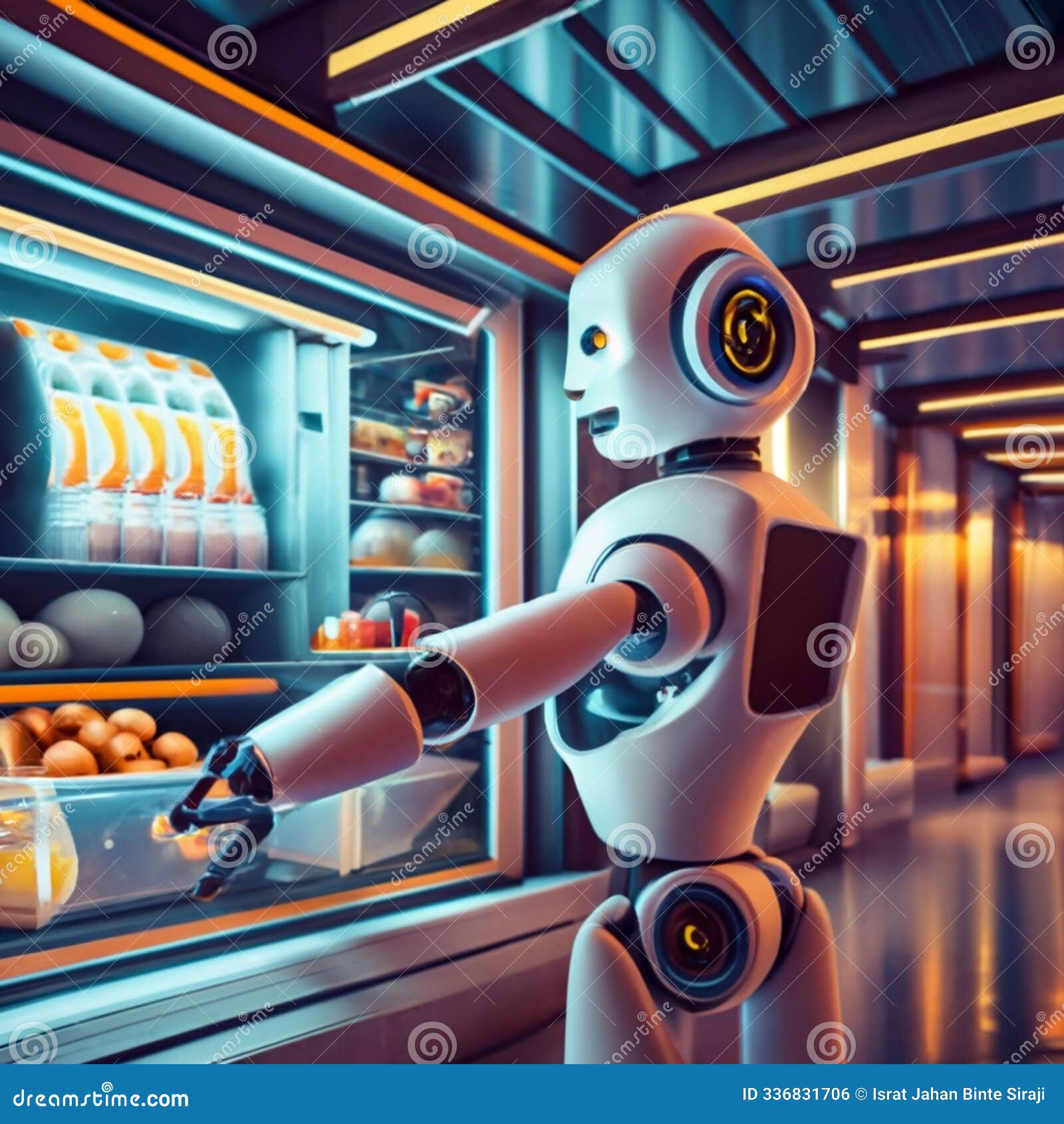 Robot Maid Serving in the Kitchen Illustration Stock Illustration ...