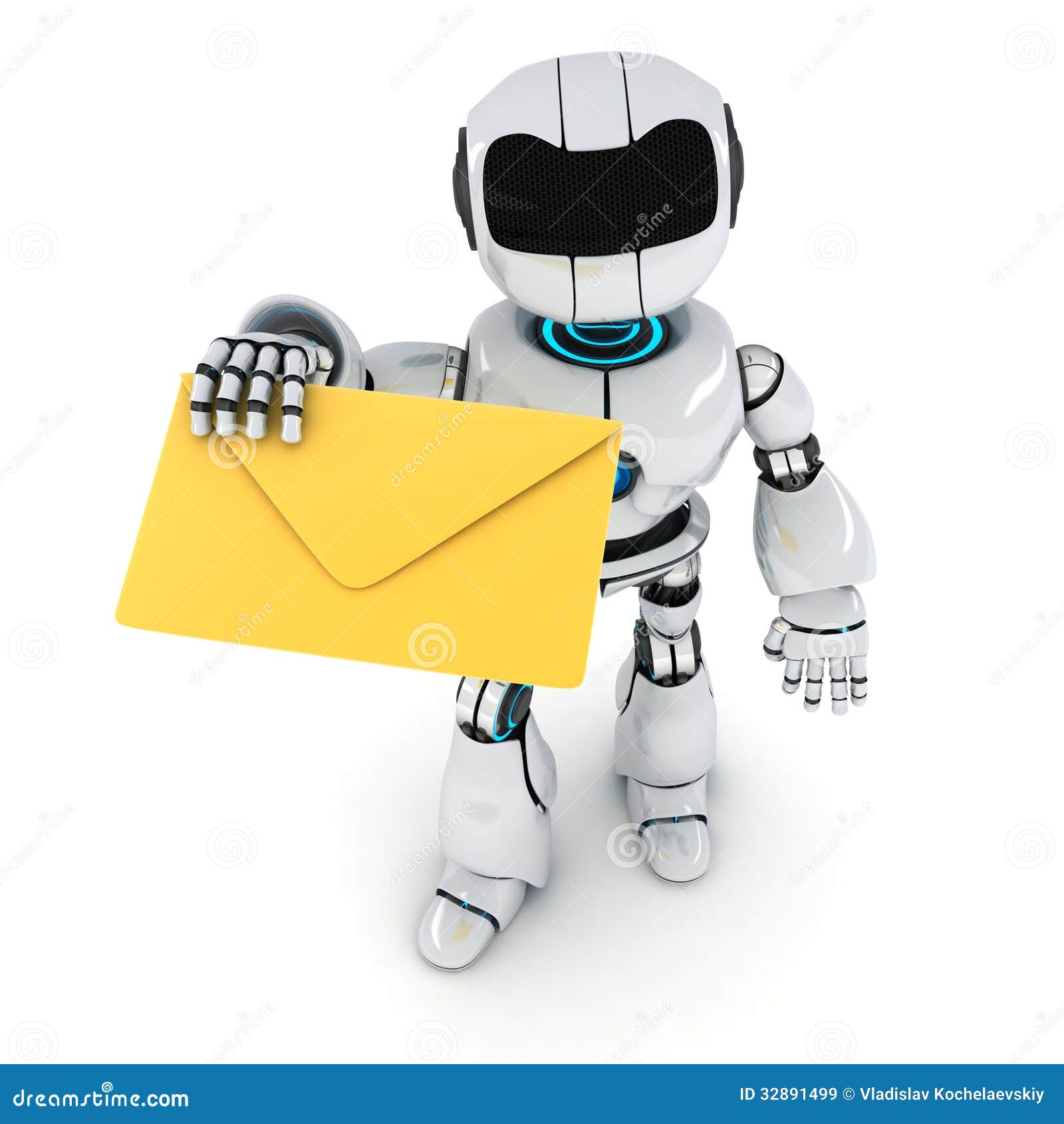 Robot and mail stock illustration. Illustration of mail - 32891499