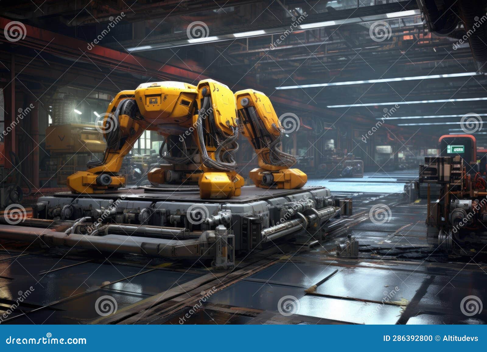Robot Maintaining Machinery in High-tech Facility Stock Photo - Image ...