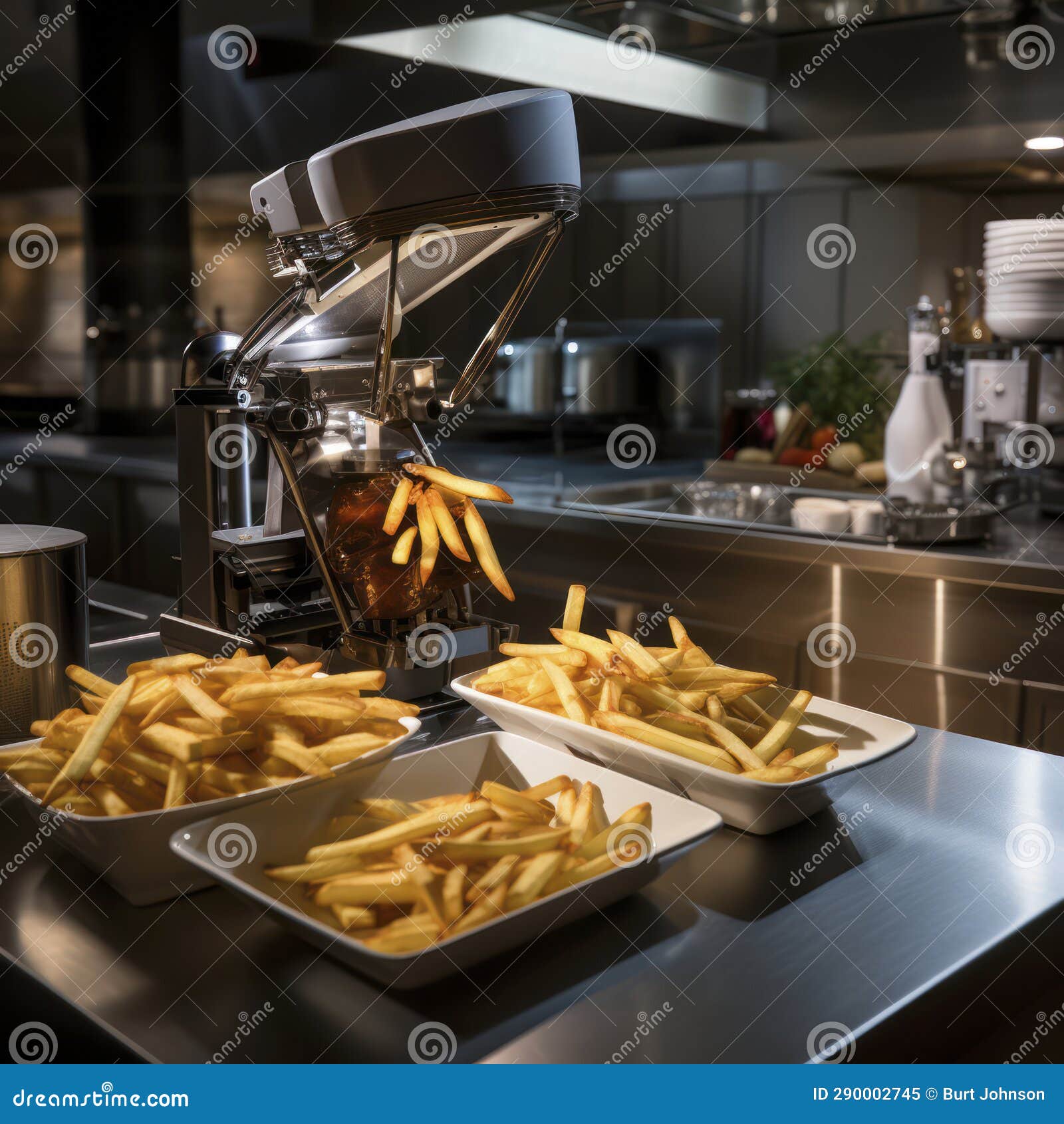 Robot Making French Fries in a Restaurant Stock Image - Image of fries ...