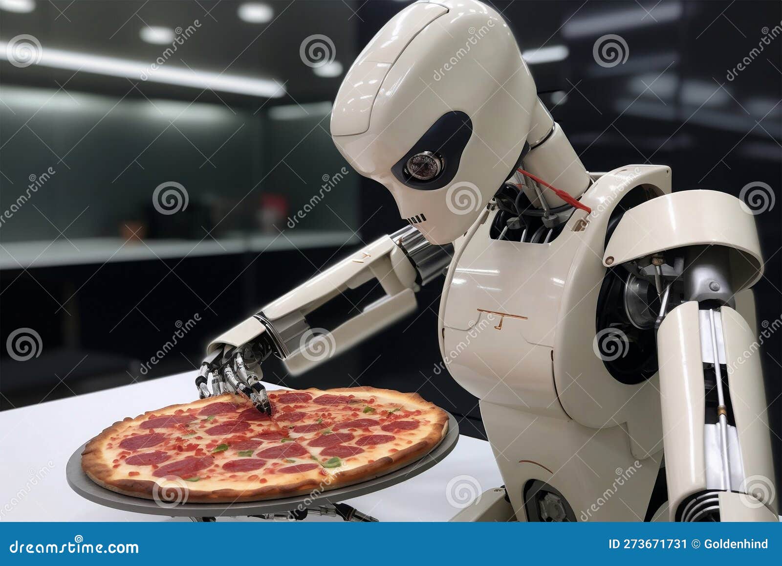 Robot Making Pizza instead of Human. Work Automation Concept Stock ...