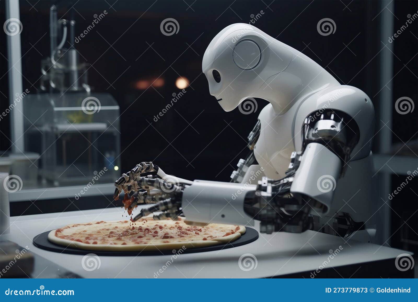 Robot Making Pizza instead of Human. Work Automation Concept Stock ...