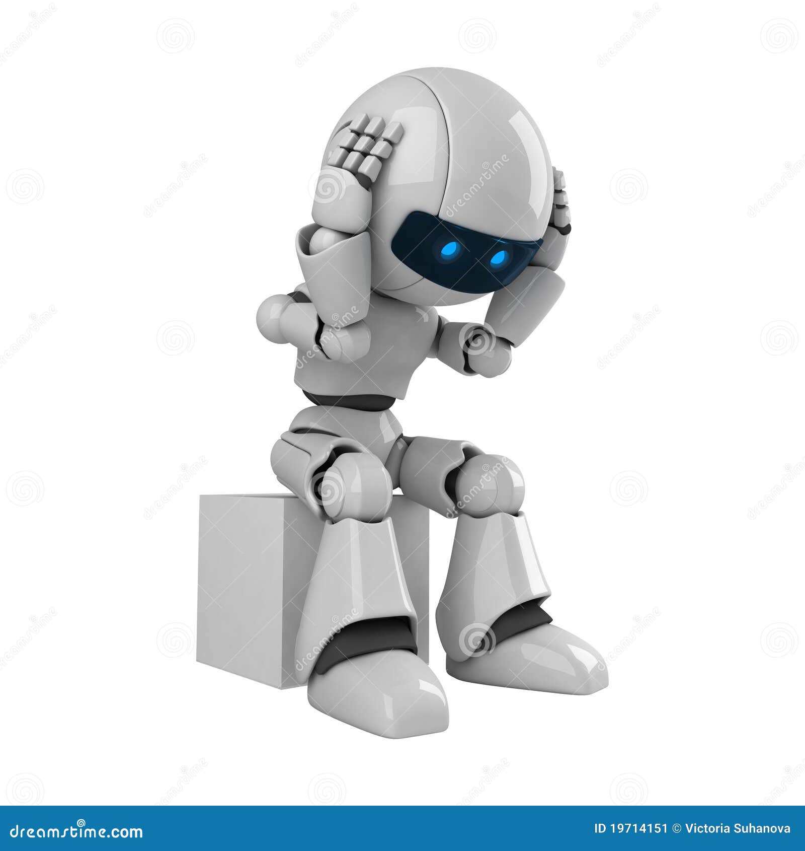 Robot man on box stock illustration. Illustration of illustrated - 19714151