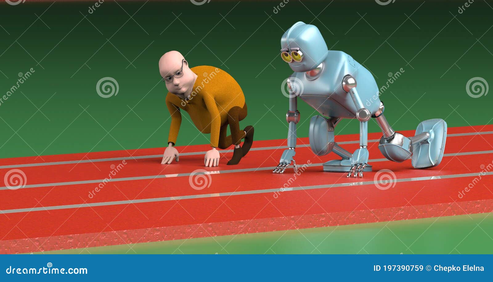 Robot and Man Competition,concept of Future,3d Render Stock ...