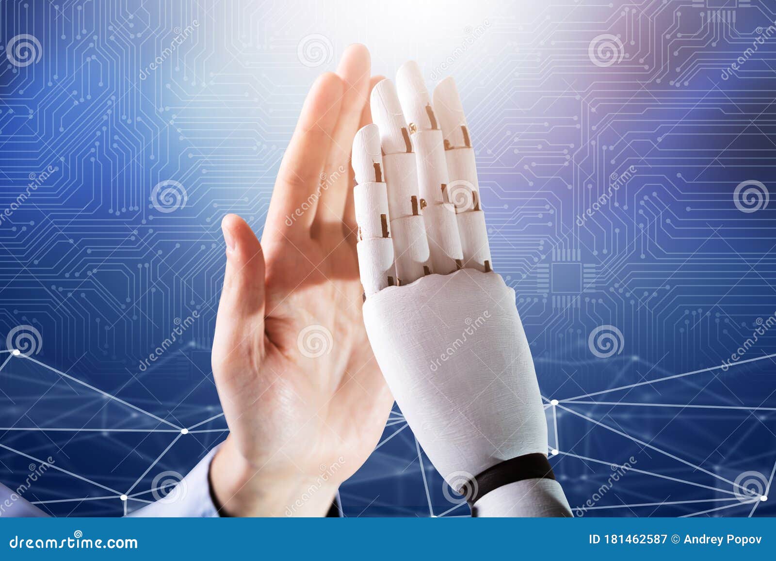 Robot and Man Giving High Five Stock Image - Image of gesture, finger ...