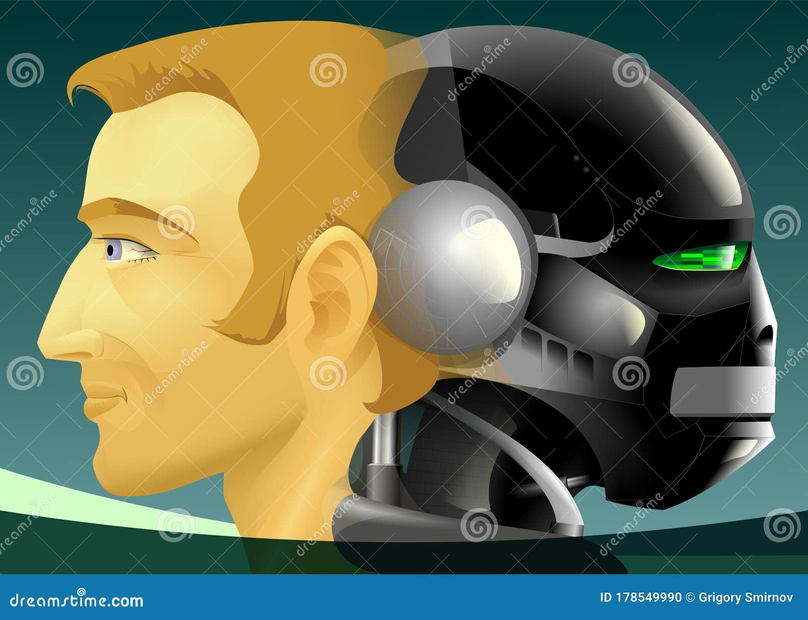 Robot & Man stock illustration. Illustration of devoted - 178549990