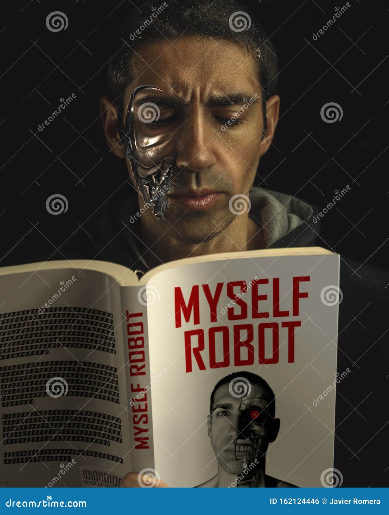 Robot Man Reading a Book Attentively Stock Photo - Image of technology ...