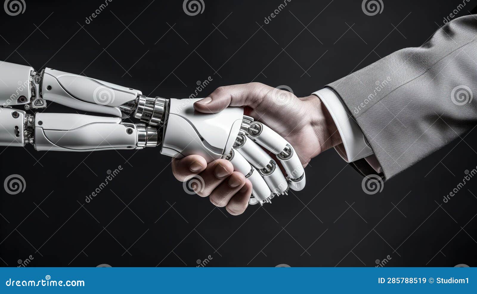 Robot and Man Shaking Hands. Concept of Human Interaction with ... Robot and Man Shaking Hands. Concept of Human Interaction with ...
