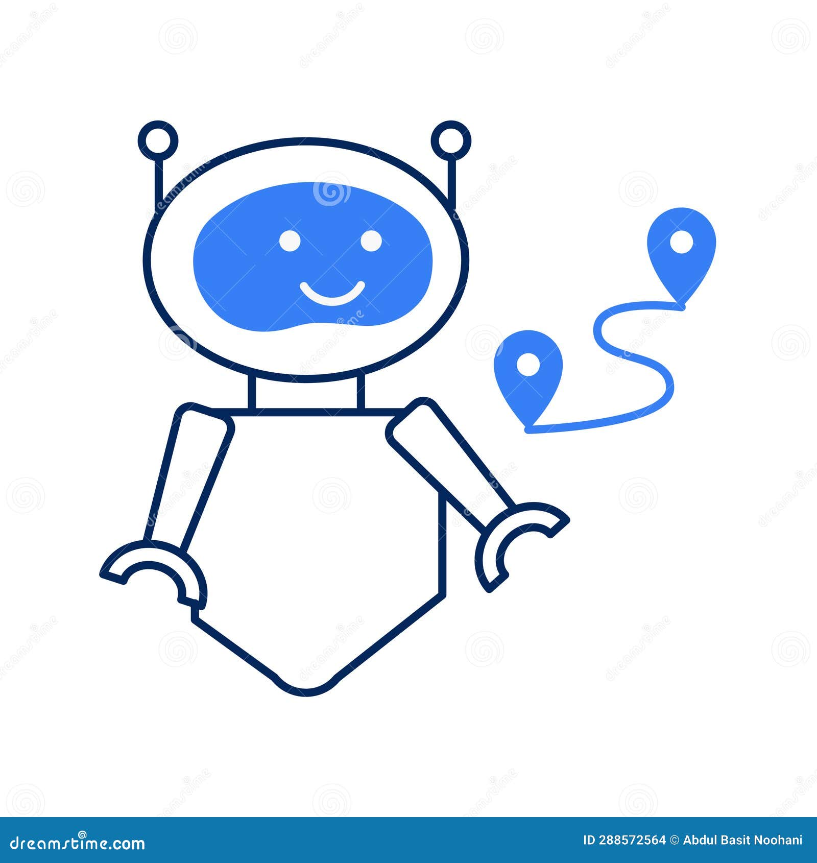 Robot with Map Pins Icon: a Symbol of Navigation and Direction Stock ...