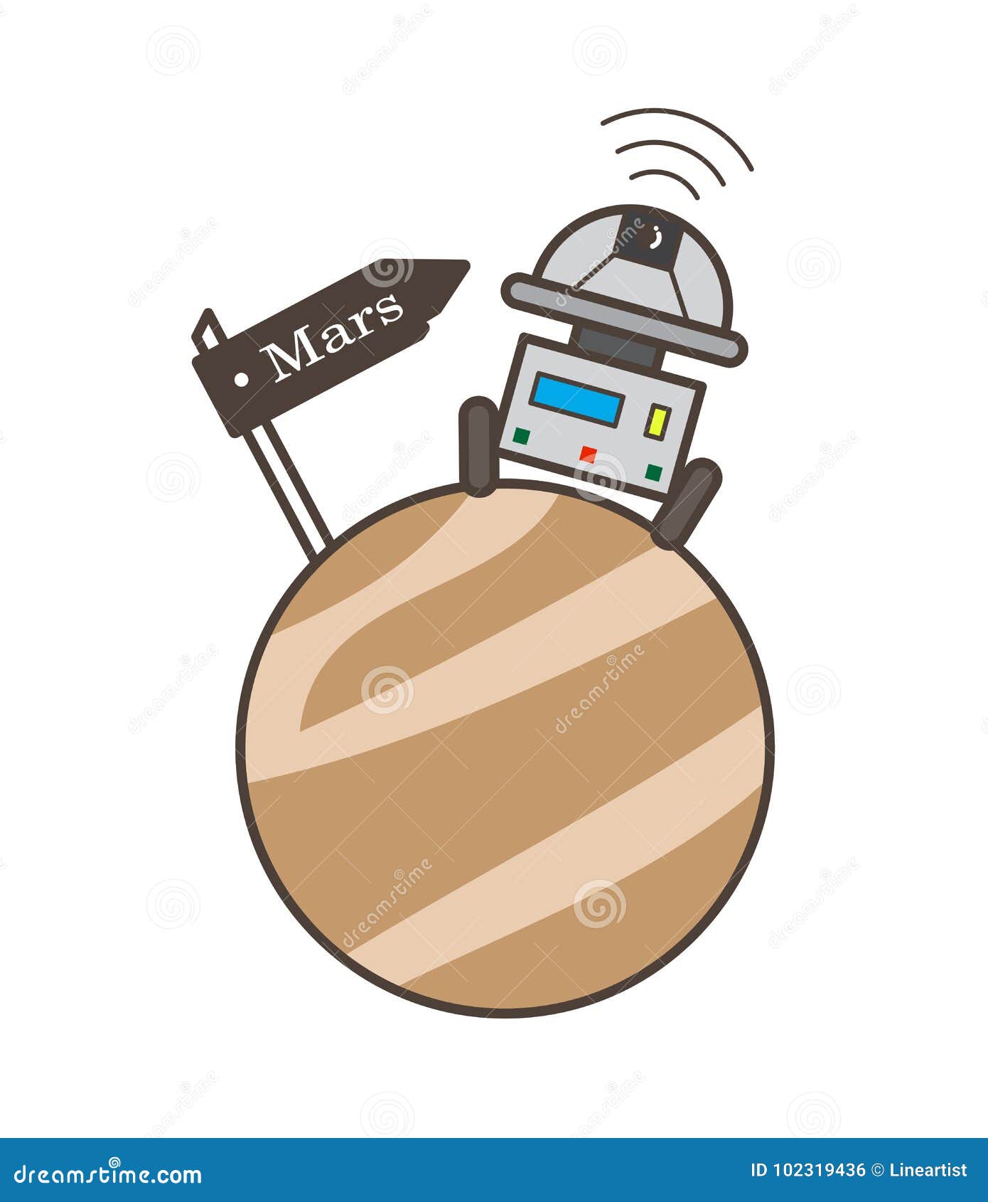 Robot on Mars Planet Vector Concept Stock Illustration - Illustration ...