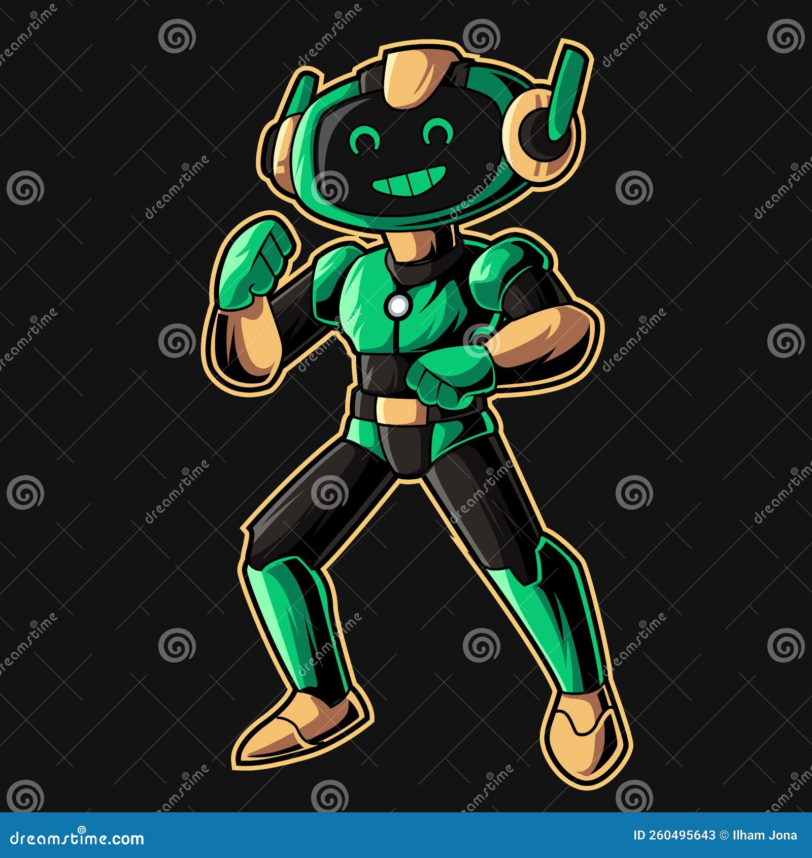 Robot Mascot Character Cartoon Illustration Stock Vector - Illustration ...