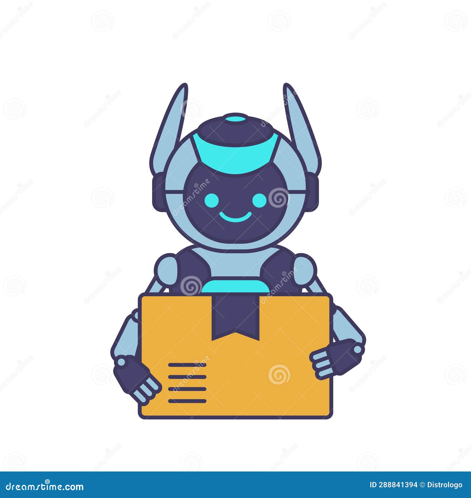 Robot Mascot Delivering Package Illustration. Robot Carrying Parcel ...