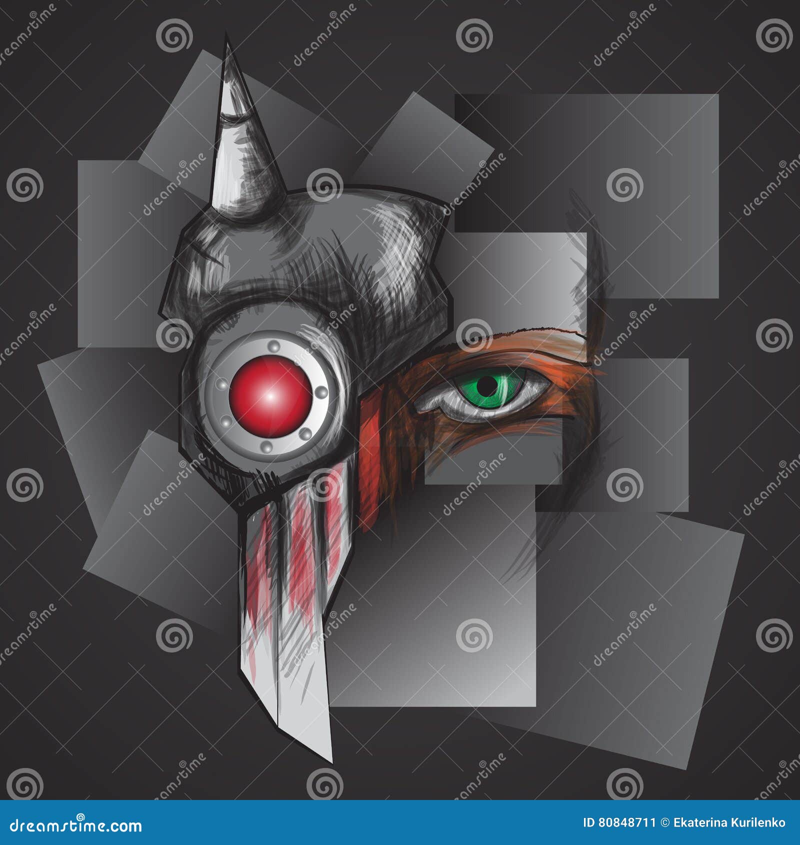 Robot mask on the face stock vector. Illustration of technology - 80848711
