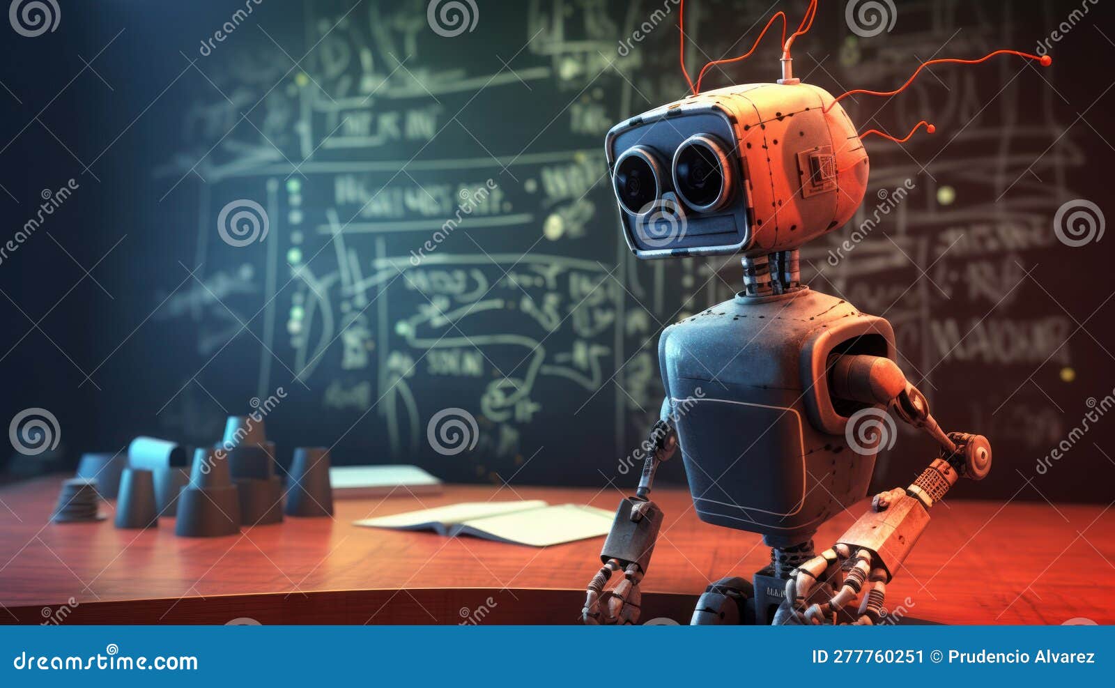 Robot with Mathematical Formulas Stock Illustration - Illustration of ...