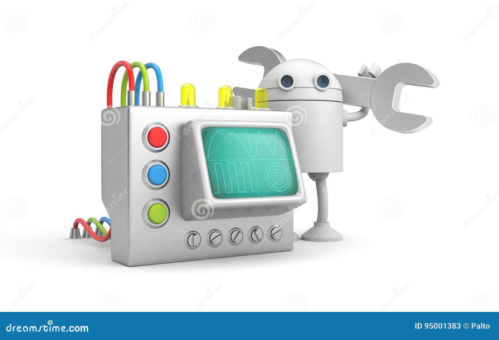 Robot Mechanic With Device Royalty-Free Cartoon | CartoonDealer.com ...