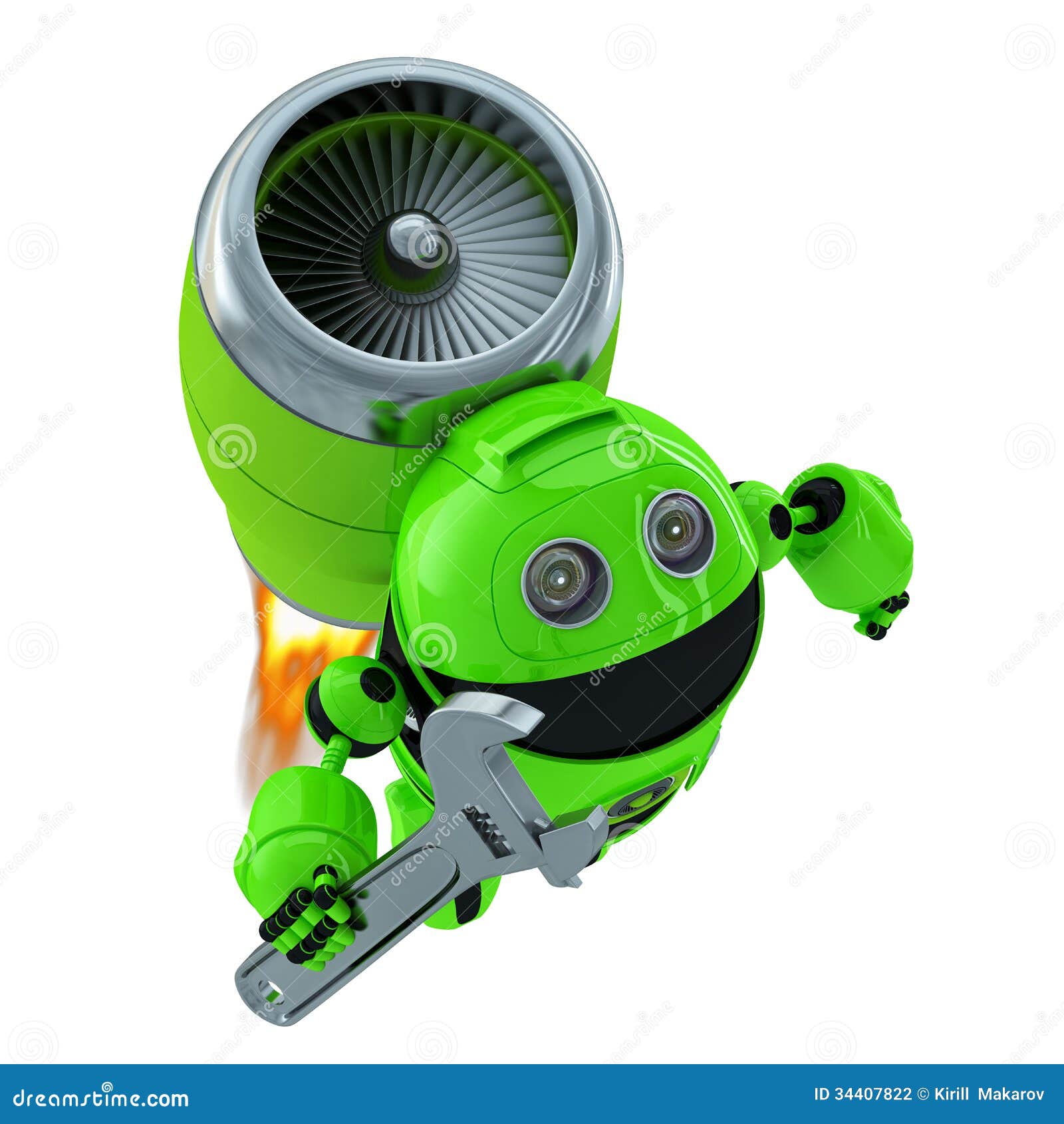 Robot Mechanic with Wrench. Technology Concept Stock Illustration ...