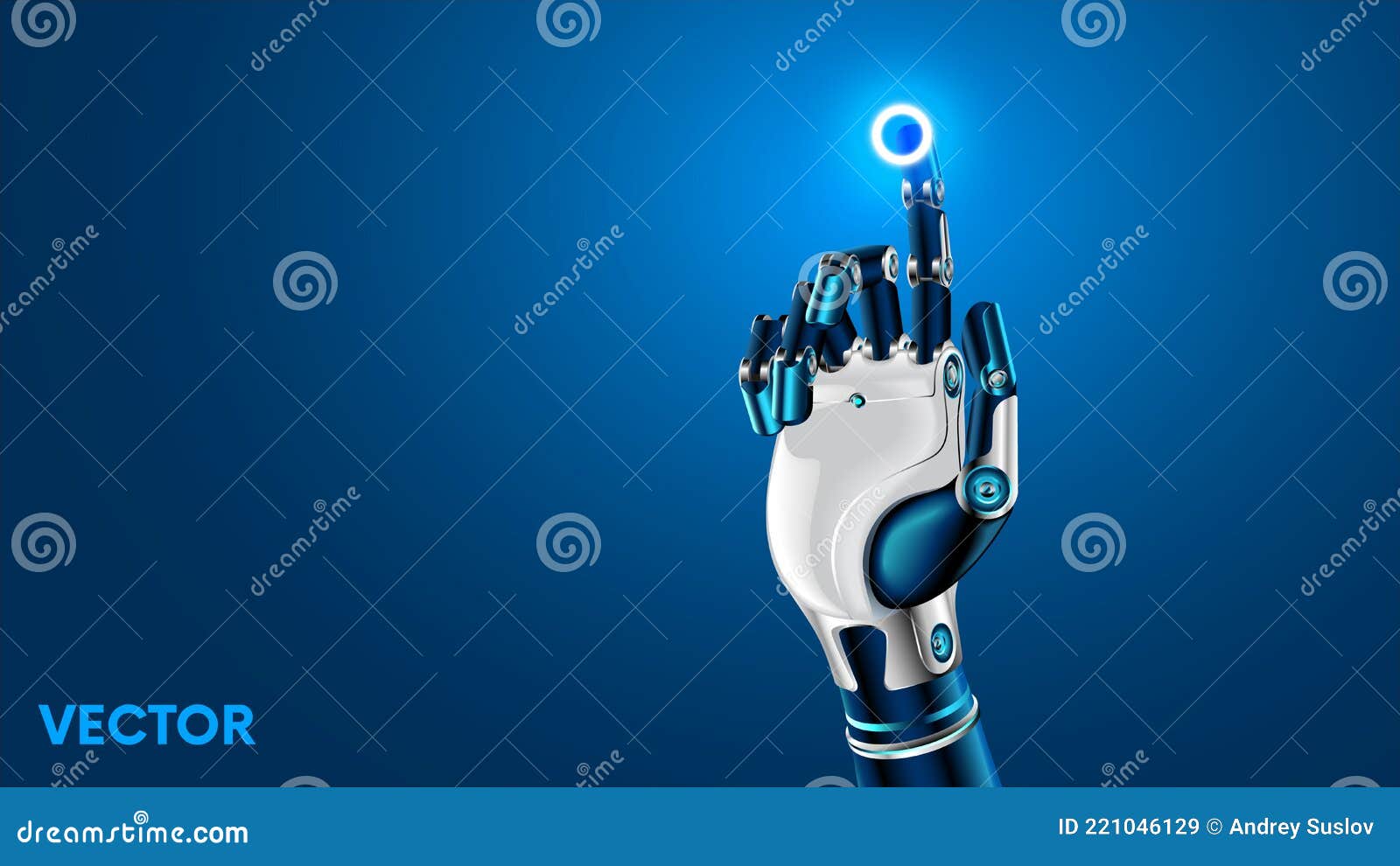 Robot Arm or Hand Presses the Index Finger on Screen. Artificial ...