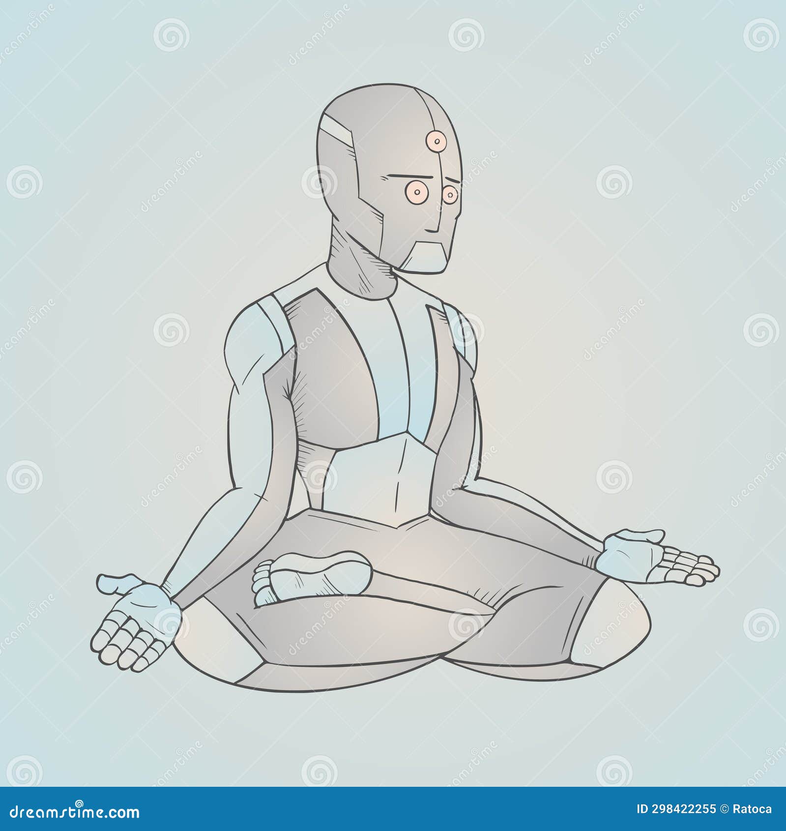 Robot meditating draw stock vector. Illustration of computer - 298422255