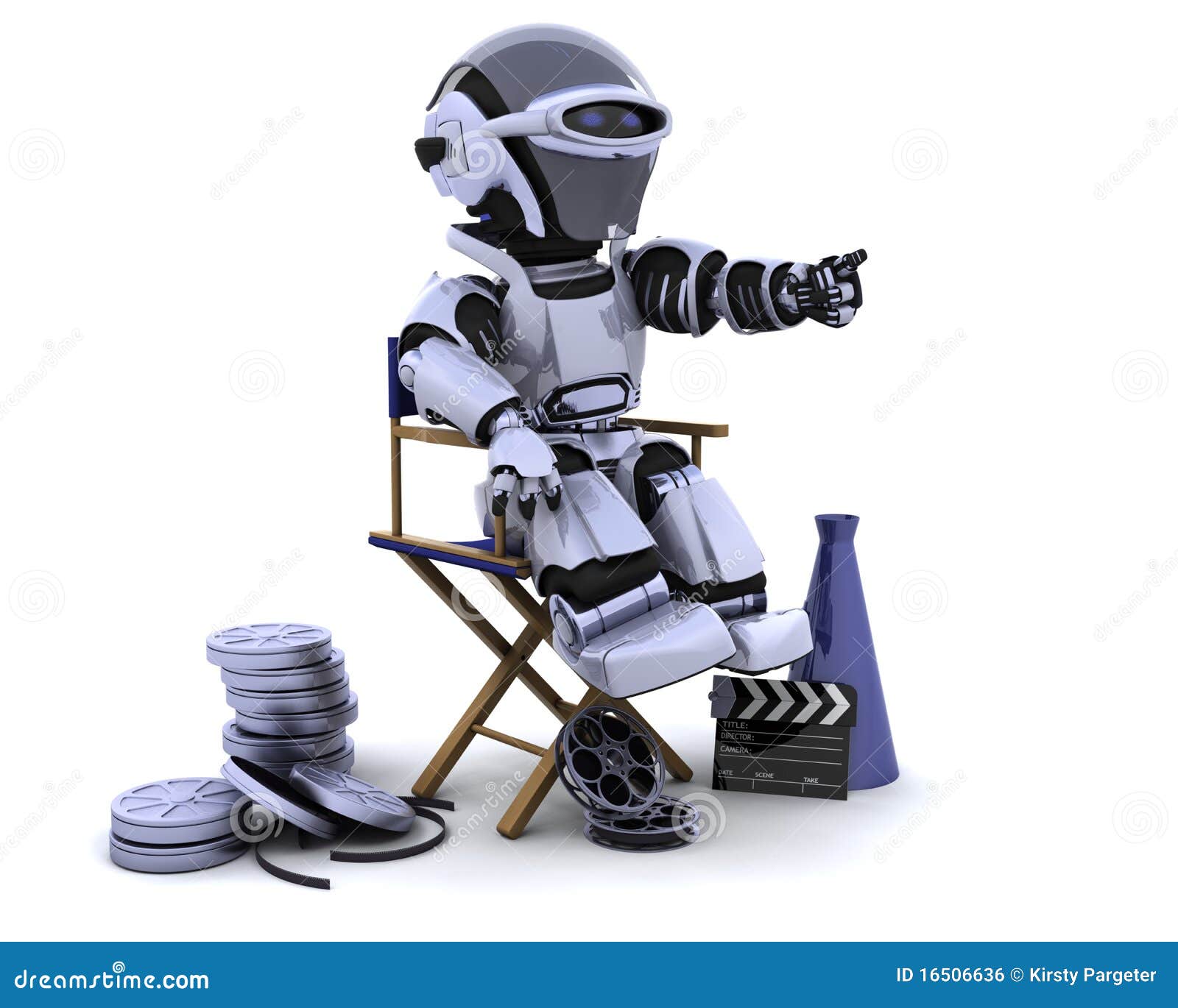 Robot Sit On Chair In Queue Wait For Job Interview Royalty-Free Stock ...